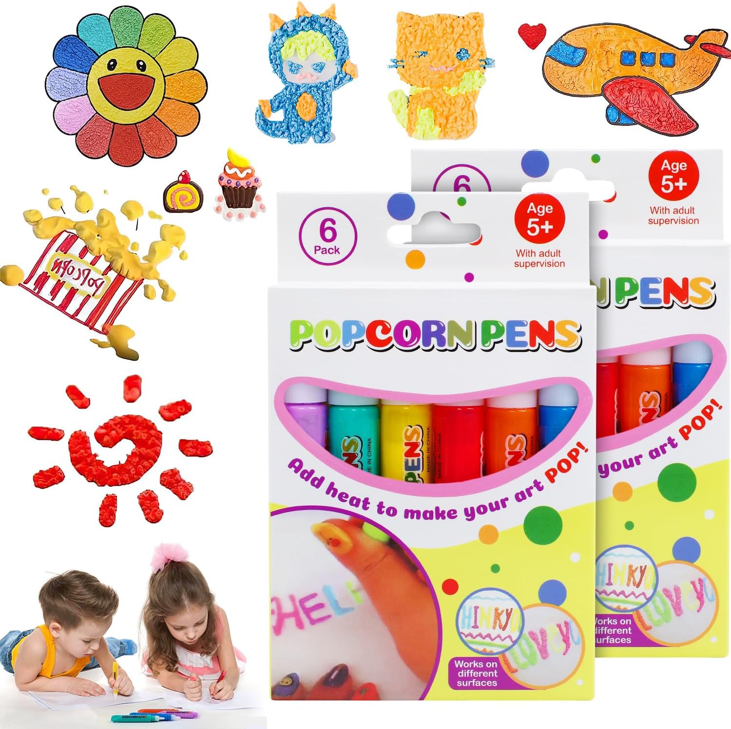 Amazon.com: Omaky DIY Bubble Popcorn Drawing Pens,Magic Puffy Pens ...