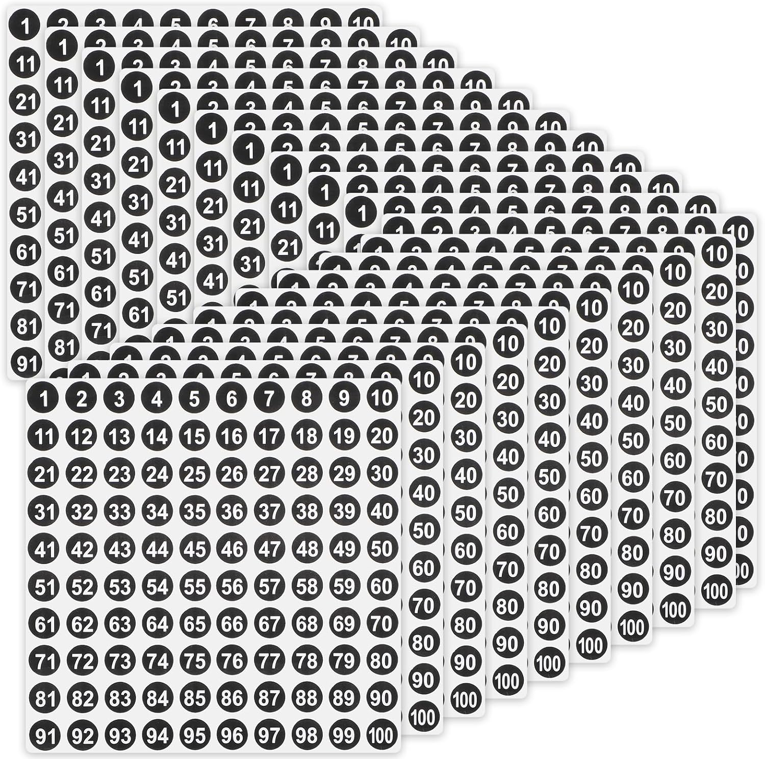 2000 Pcs Small Number Stickers 1-100 Number Stickers Labels, 0.4" Round ...