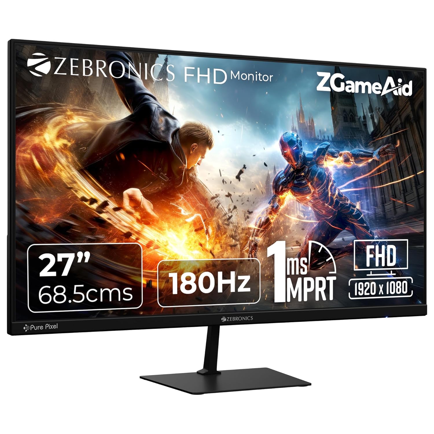 ZEBRONICS N27A 27 inch Gaming Monitor, FHD 1920x1080, IPS-Antiglare ...