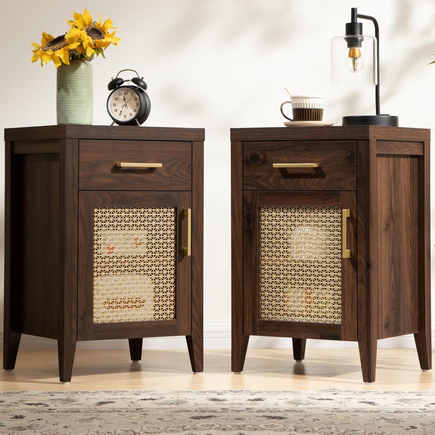 Amazon.com: SICOTAS Tall Nightstands Set of 2 with Drawer, Mid Century ...