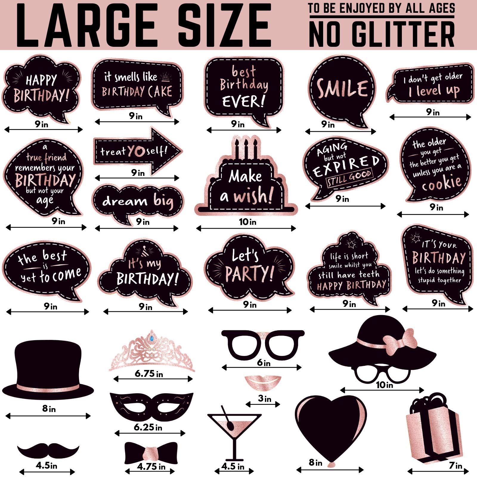 Buy Birthday Photo Booth Props and Table Centerpieces (27 Count) Rose ...