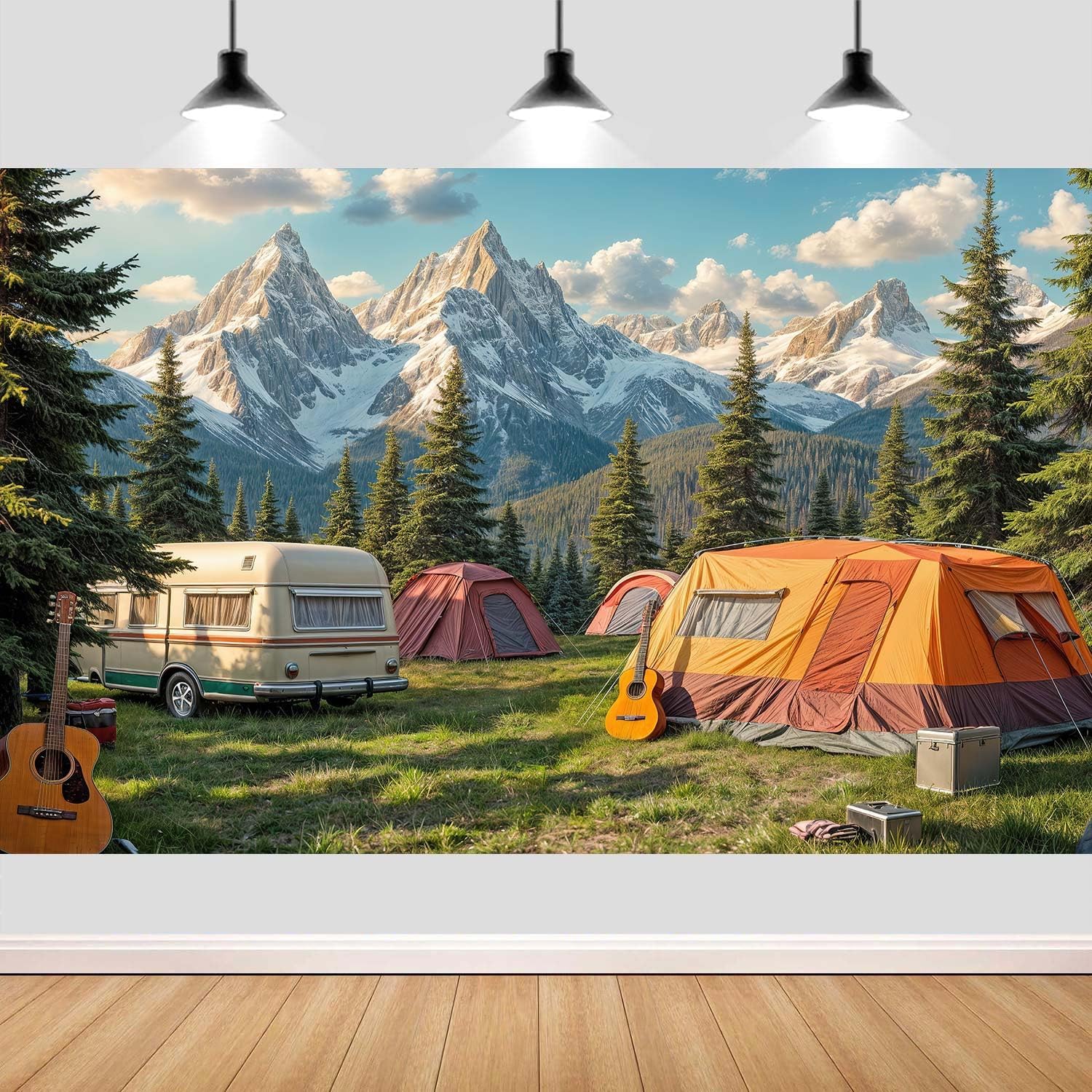 Amazon.com : NYMB Mountain Camping Backdrop, Camper Van & Tent Scene ...