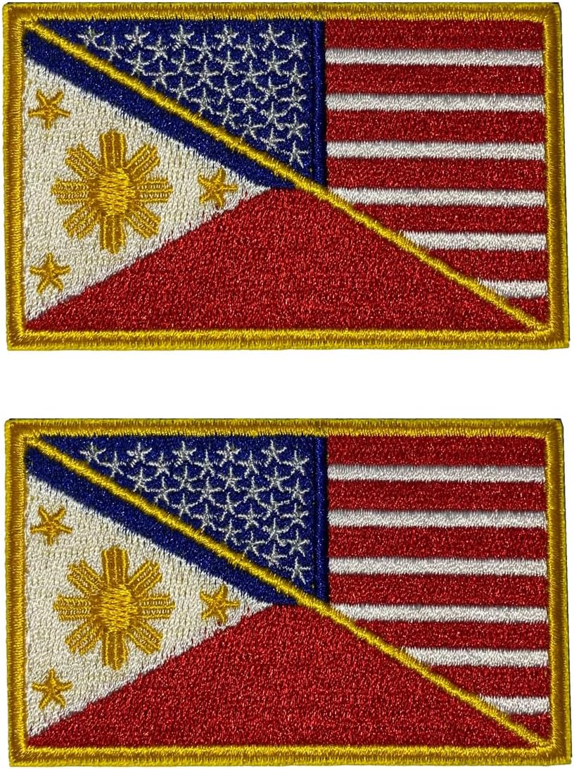 Amazon.com: 2pcs USA Flag & Philippine Flag Embroidery Patch Military ...