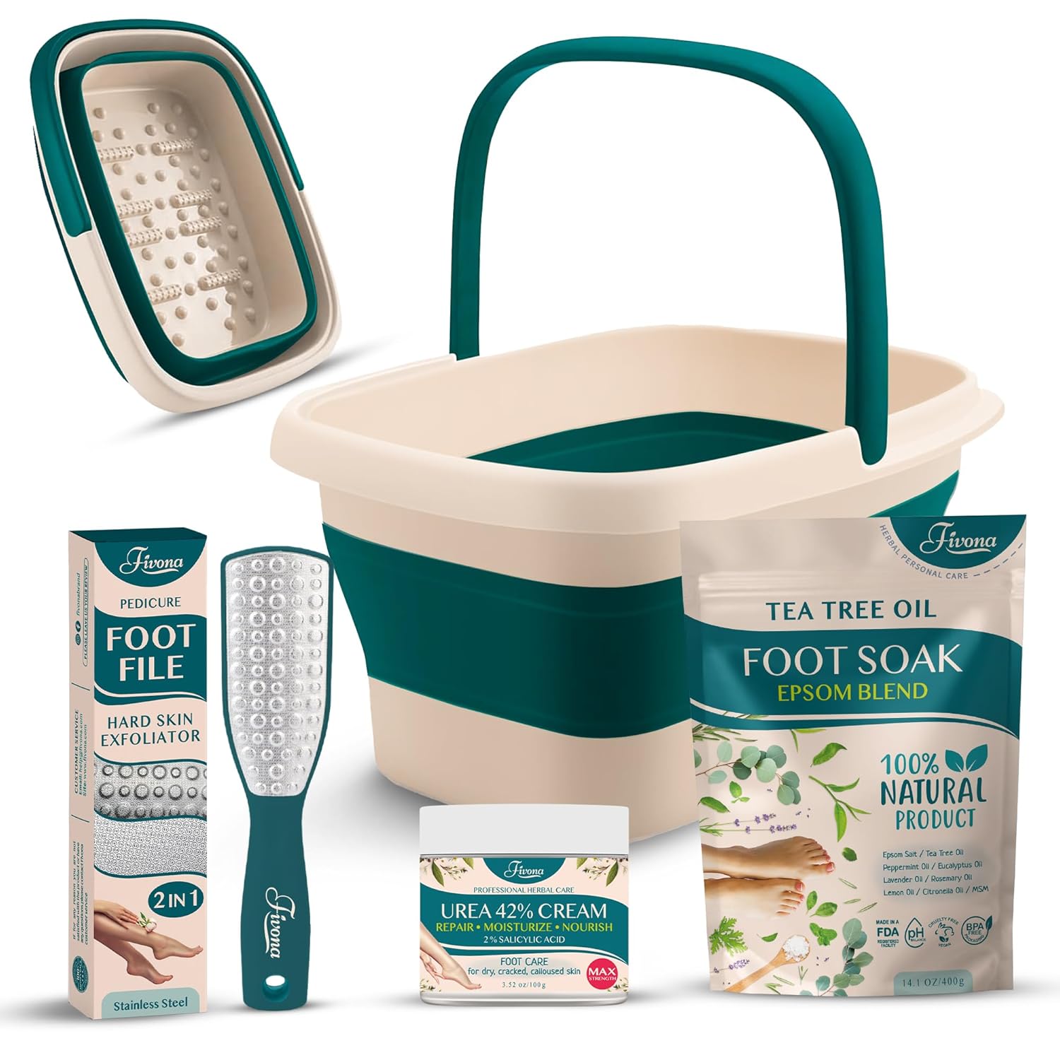 Amazon.com: Fivona Foot Care Kit 4 in 1 - Foot Soak Blend with Epsom ...