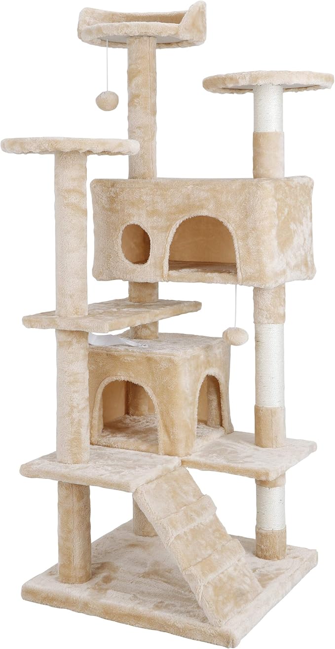 Amazon.com : 53 Inches Multi-Level Cat Tree Stand House Furniture ...