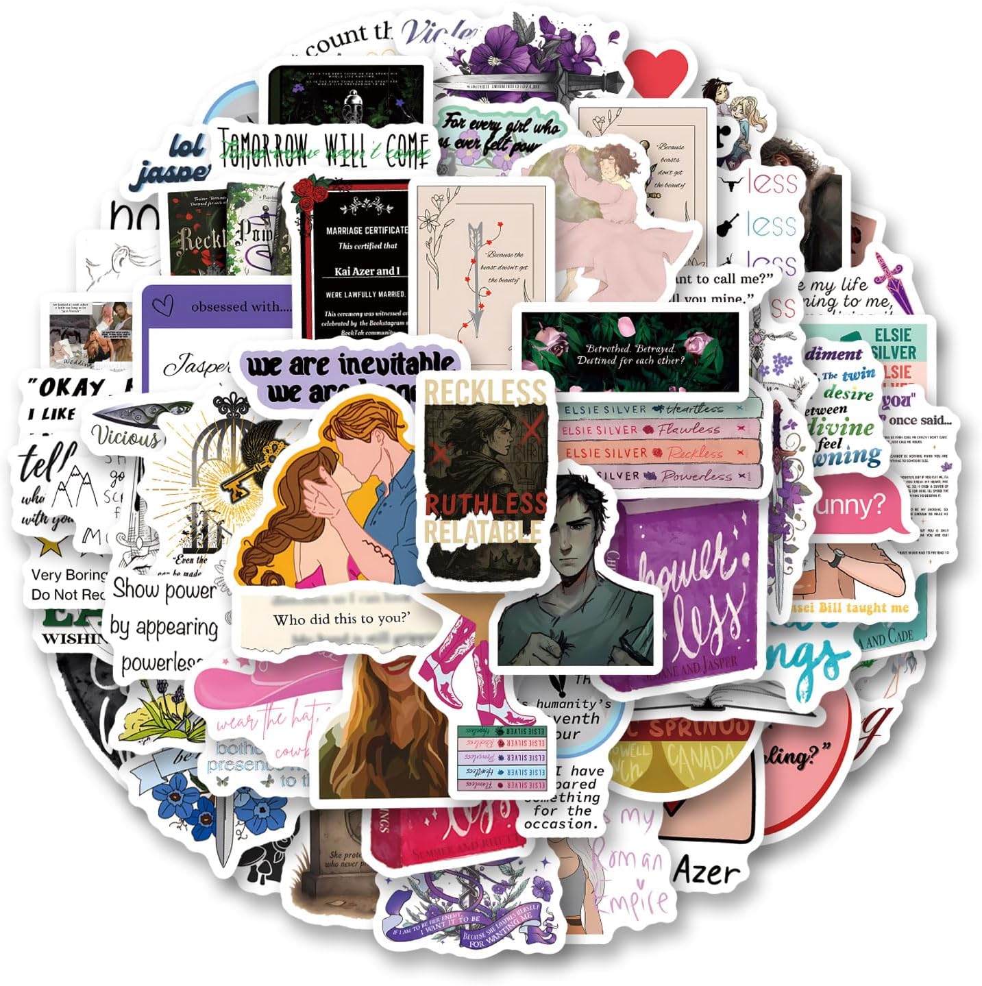 Amazon.com: 76pcs Powerless Stickers Pack, Aesthetic Vinyl Waterproof ...