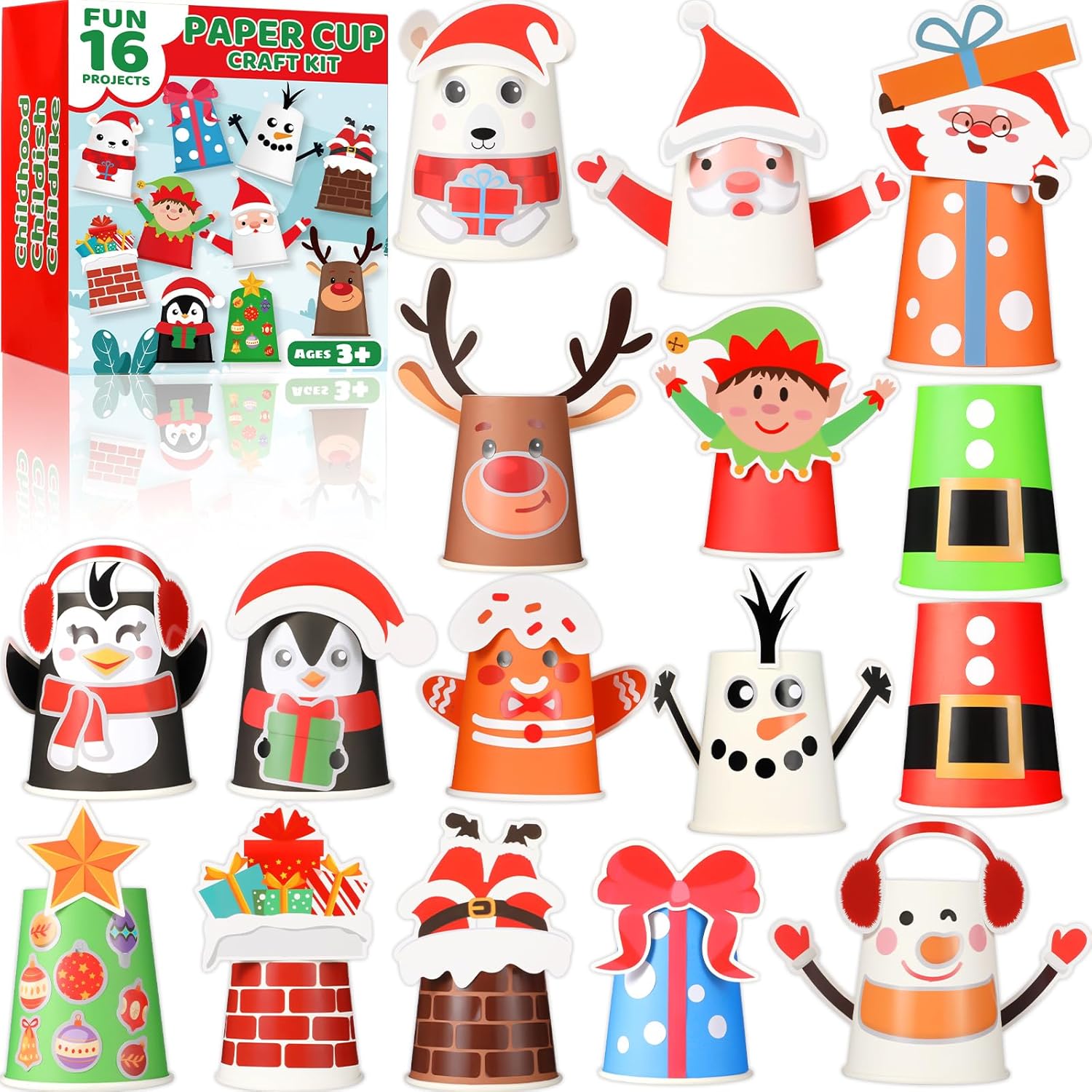 Amazon.com: ZOIIWA 16 Pack Christmas Arts and Crafts Create Your Own ...