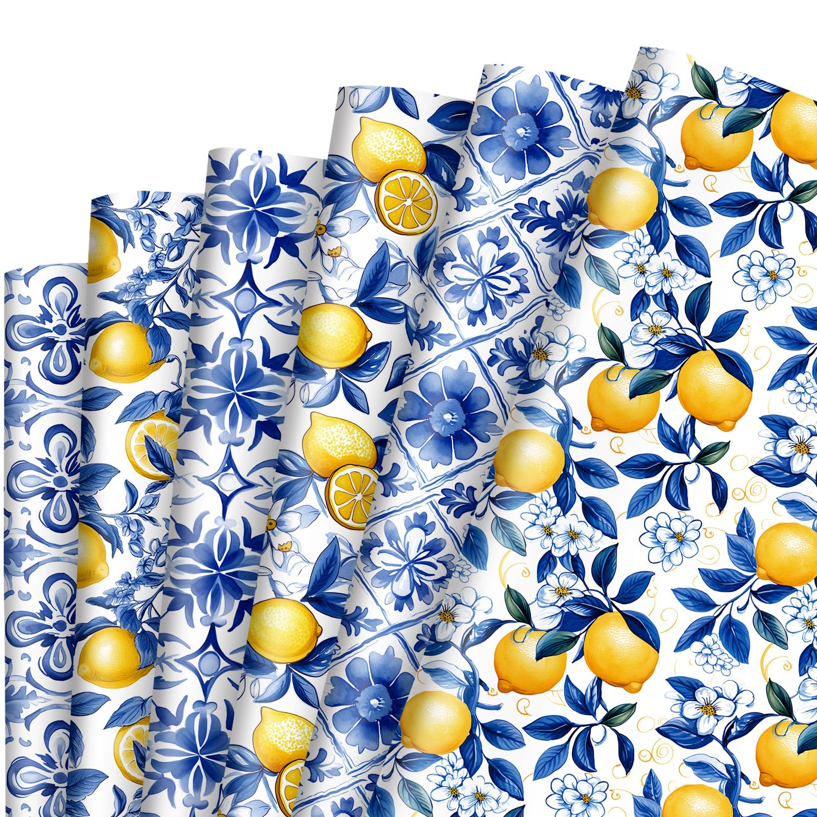 Amazon.com: JarThenaAMCS 12 Sheet Chinoiserie Lemons Wrapping Paper ...