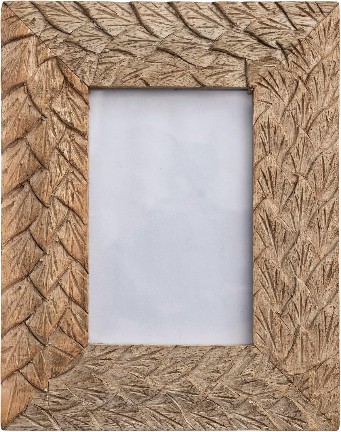 Amazon.com - Creative Co-Op Boho Wood Carved Feather Design, Natural ...
