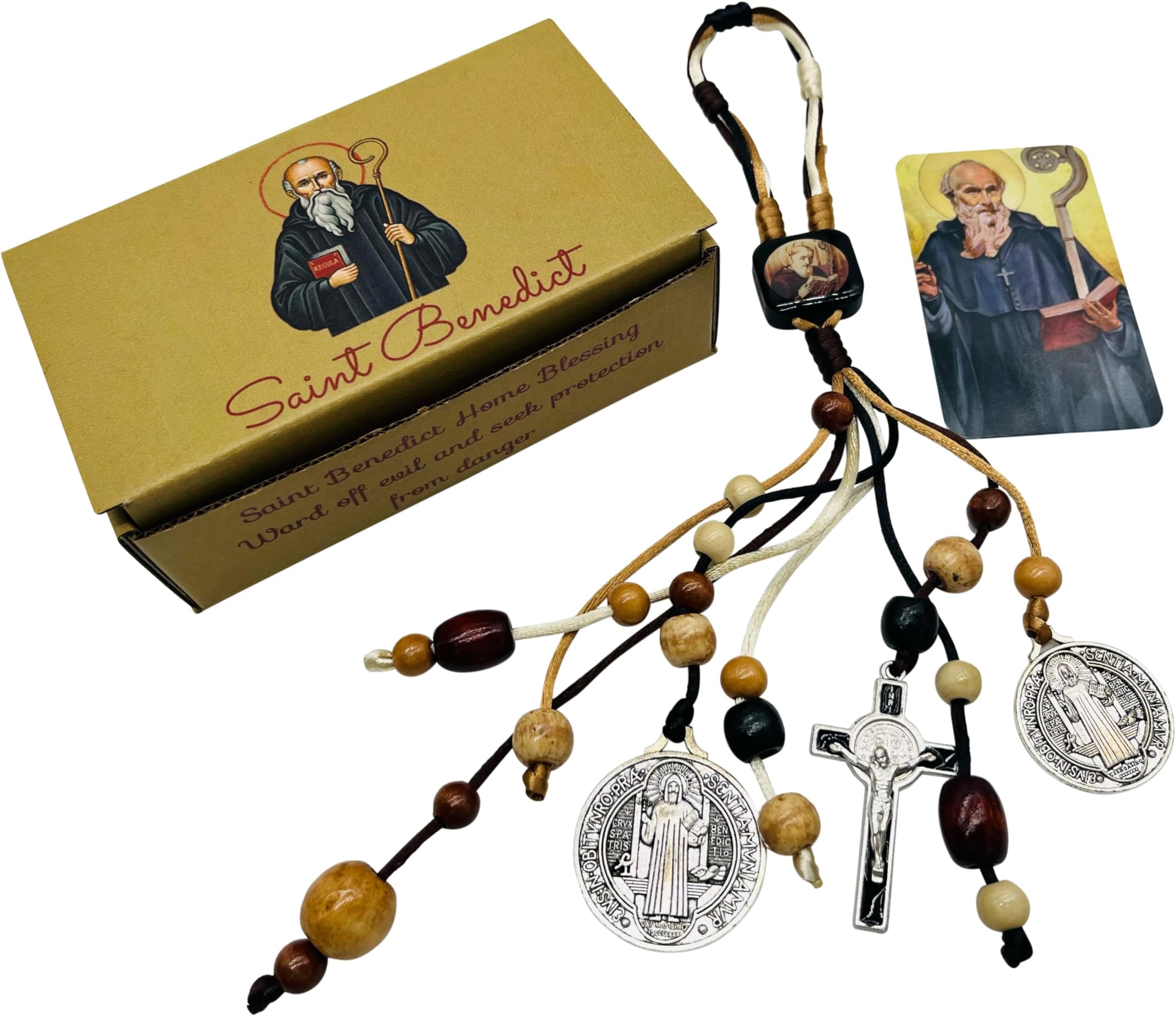 Amazon.com: St Benedict Home Blessing Door Hanger with Saint Card House ...
