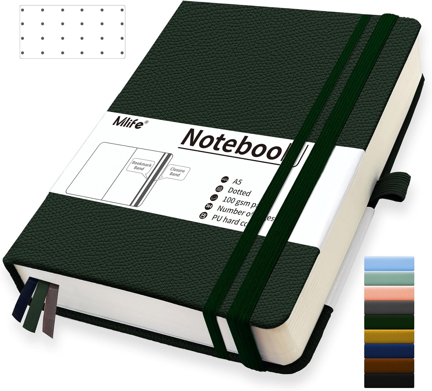 Mlife A5 Dotted Notebook,360 Pages Thickened Journal Notebooks,Premium ...