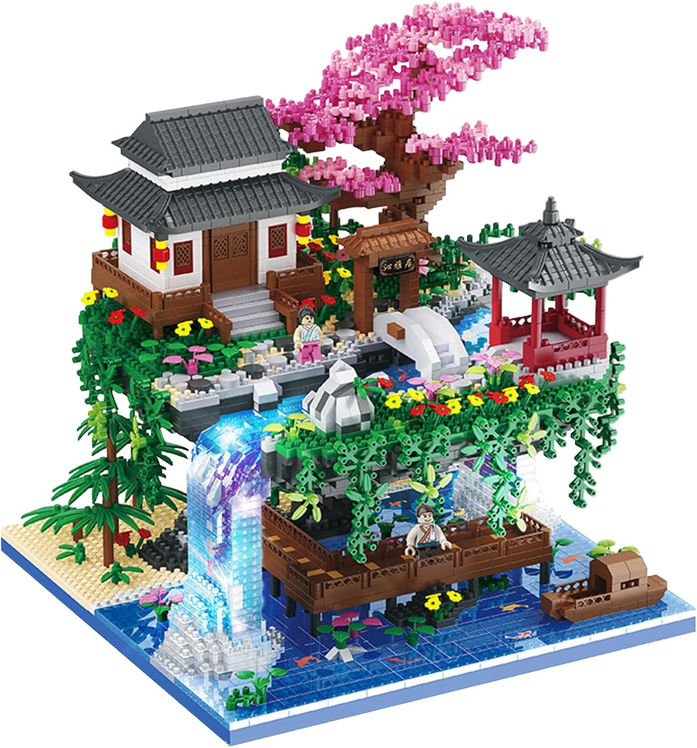 HSONLINE Peach Blossom Tree House Building Sets,Micro Mini Building ...