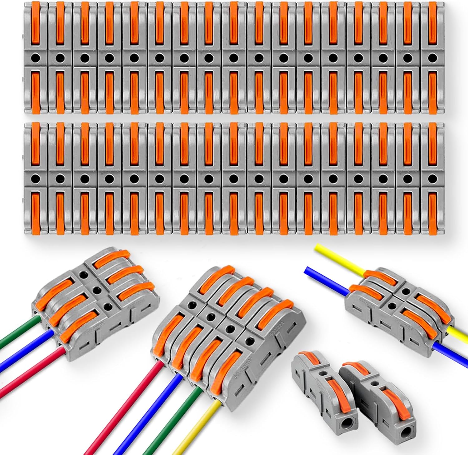 34 Pcs Electric Wire Connectors, 2 Pin Peel-free Push-type Design ...