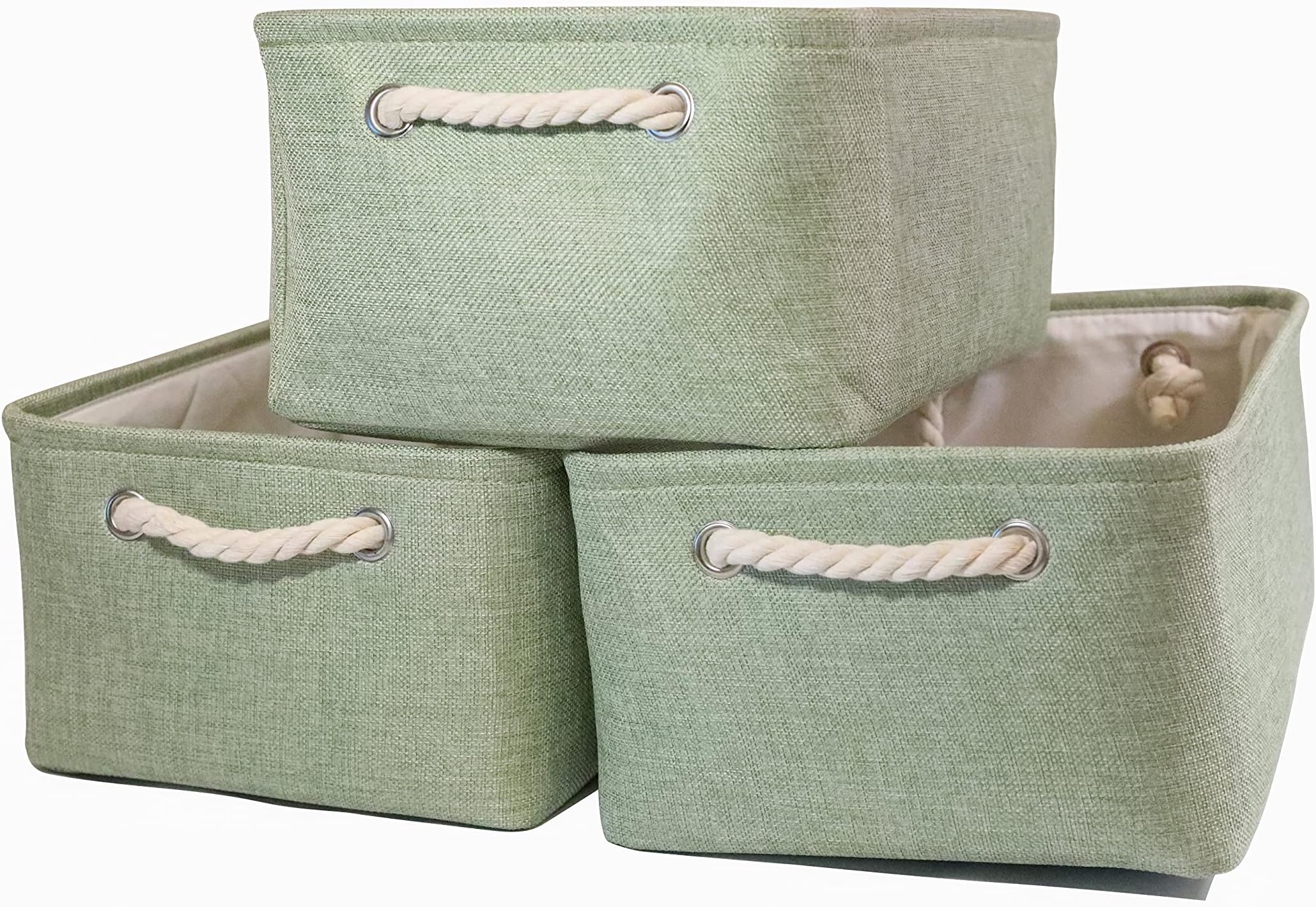 Amazon.com: xigua Sage Green Solid Color Storage Basket, Durable Canvas ...