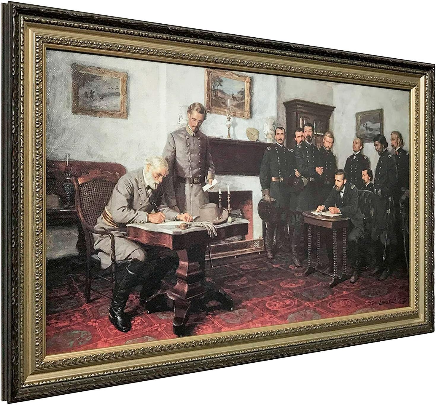 Amazon.com: Surrender at Appomattox Canvas Framed Civil War Art Grant ...