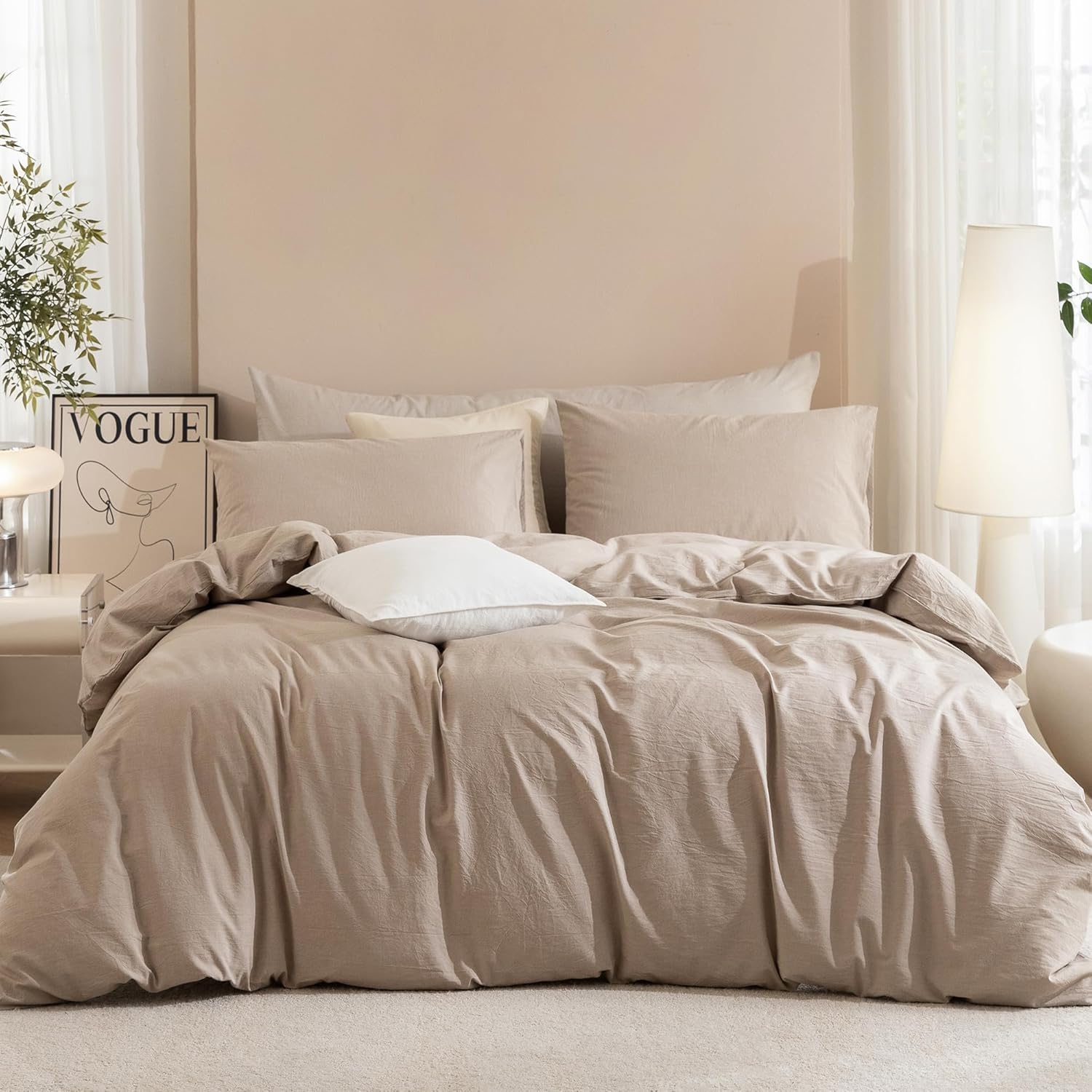 Amazon.com: JIYUAN King Size Duvet Cover Set, 3-Piece - 100% Washed ...