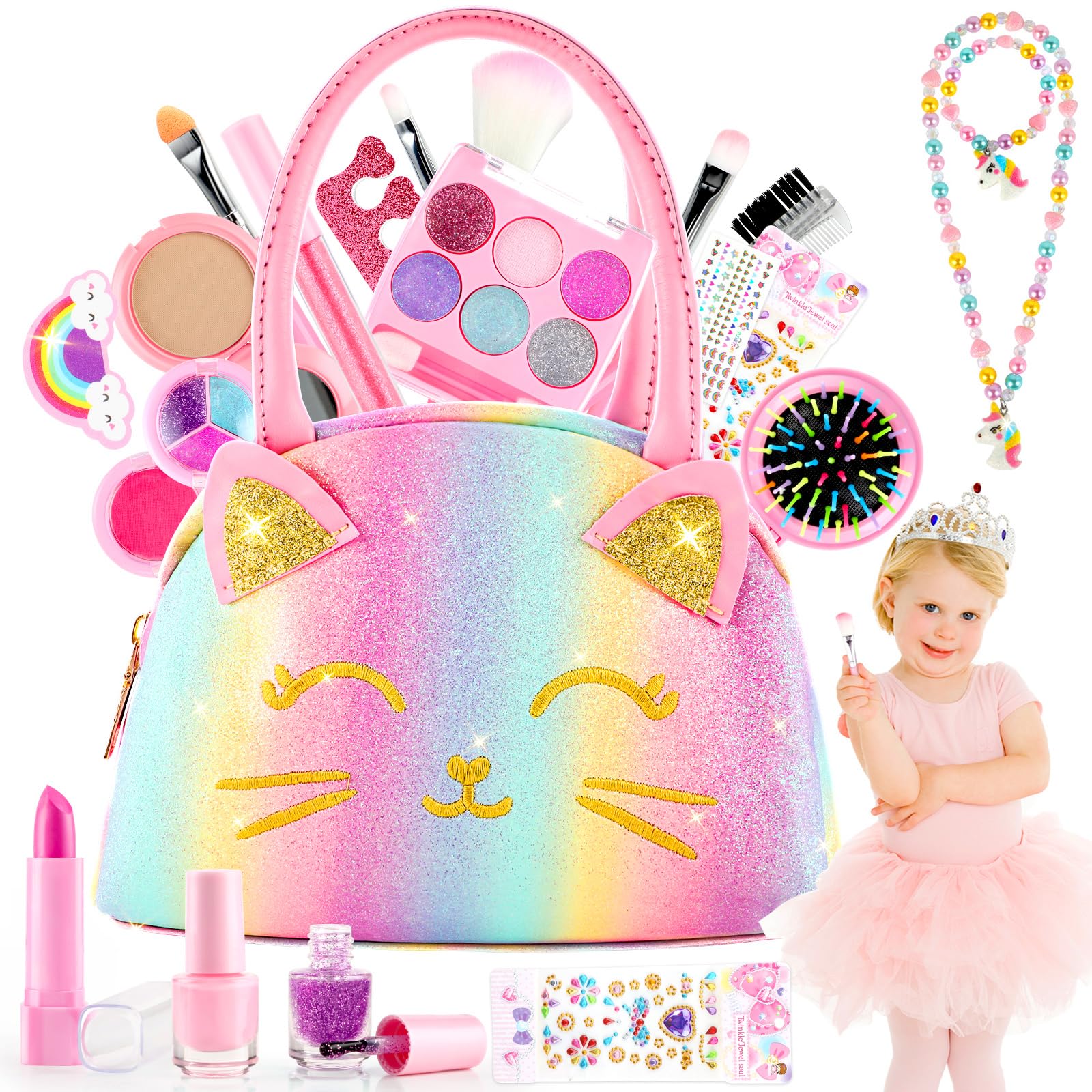 Amazon.com: Kids Makeup Kit for Girls Toys, Toddler Makeup Kit ...