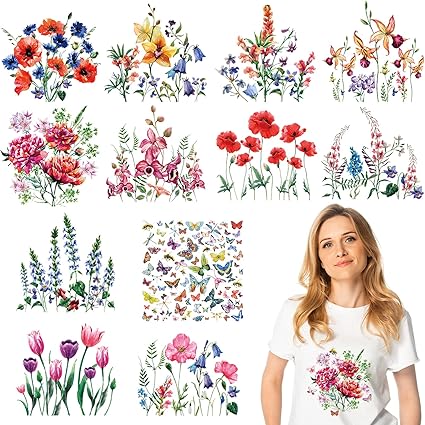 Amazon.com: Fainne 12 hojas de calcomanías para planchar, transferencia ...