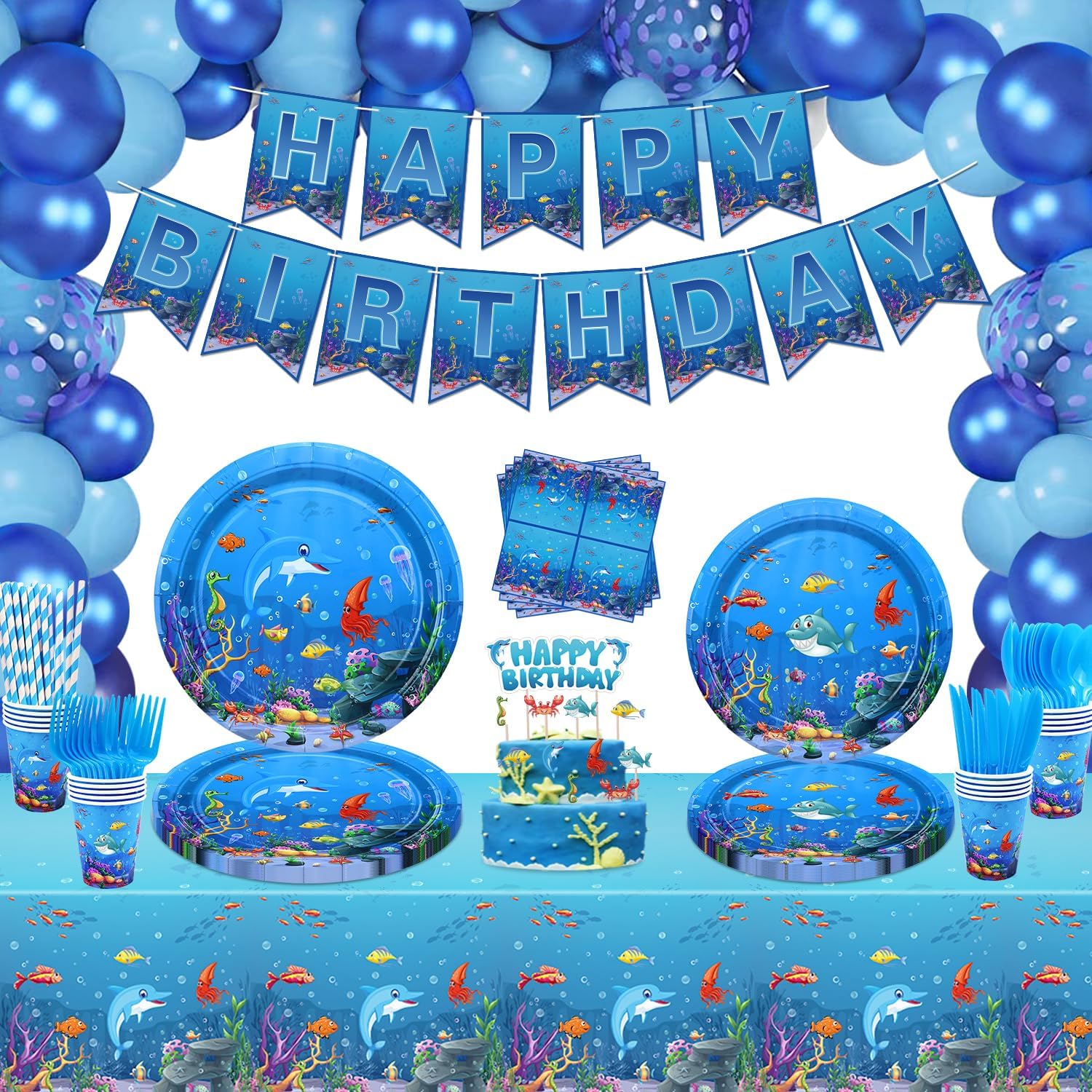 Amazon.com: 223 Pack Under the Sea Party Supplies Ocean Sea Party ...