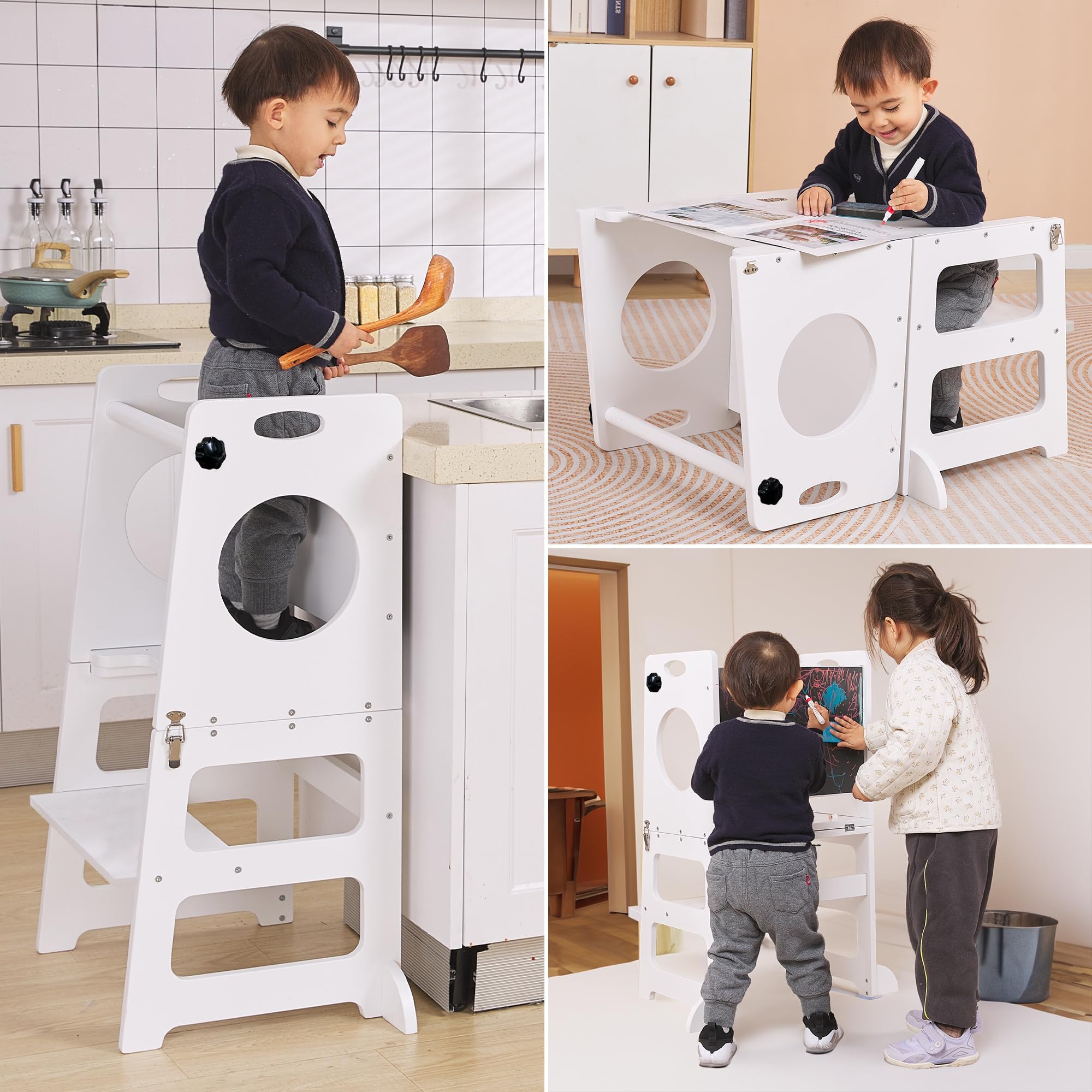 Amazon.com : White Toddler Tower Step Stool for Kids Kitchen Stool ...