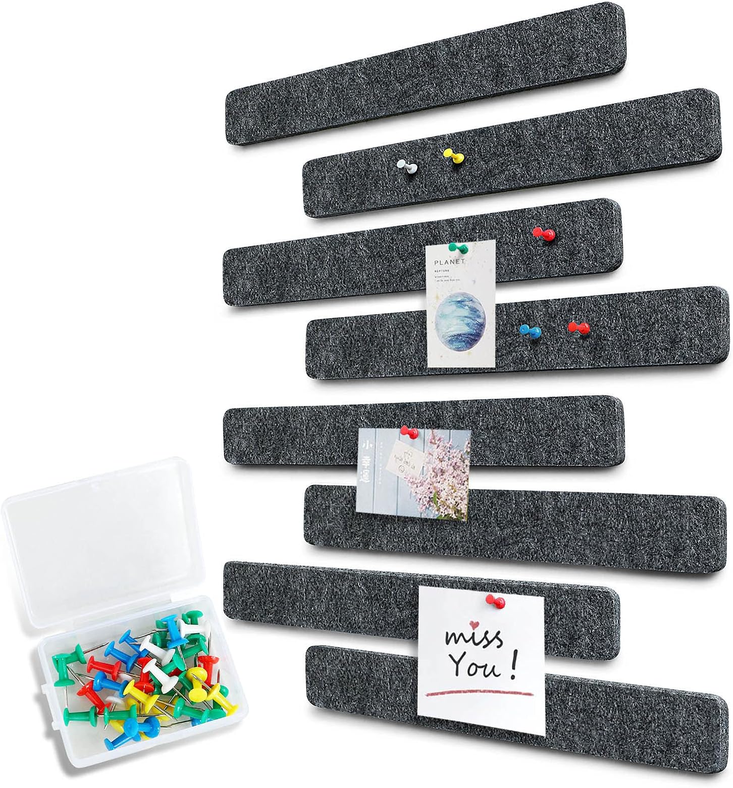 Uoisaiko Felt Pin Board Bar 15"x2", Pack of 8 Bulletin Board Strips ...