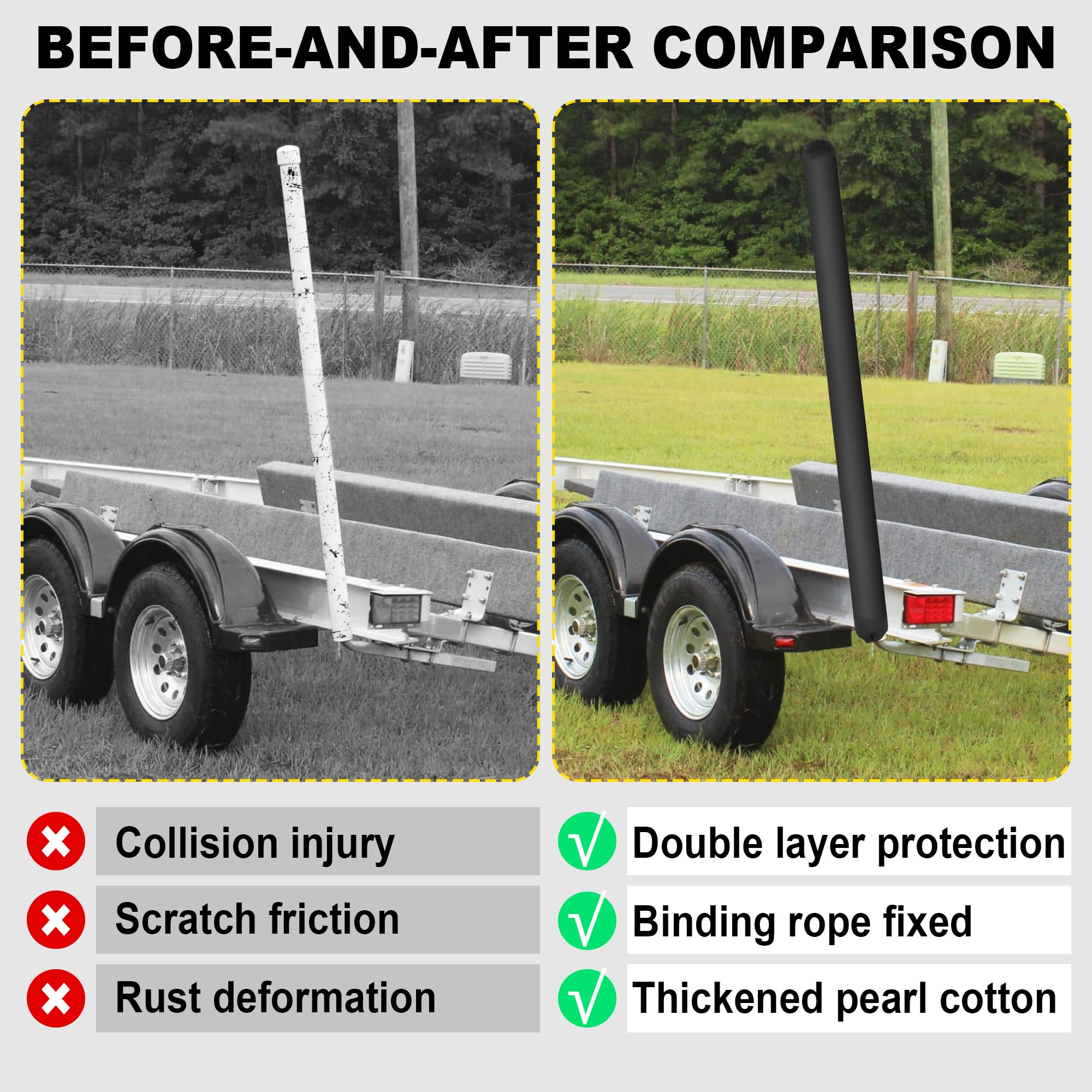 Snapklik.com : Joewuzun Pair Of Boat Trailer Guide Pole Pad And Cover ...