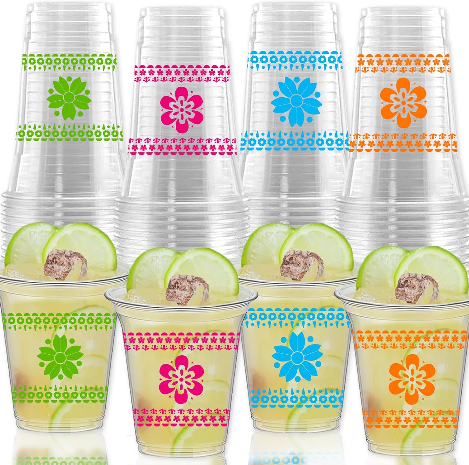 Amazon.com: 60 Pcs 12 oz Fiesta Plastic Cups Mexican Cinco De Mayo ...