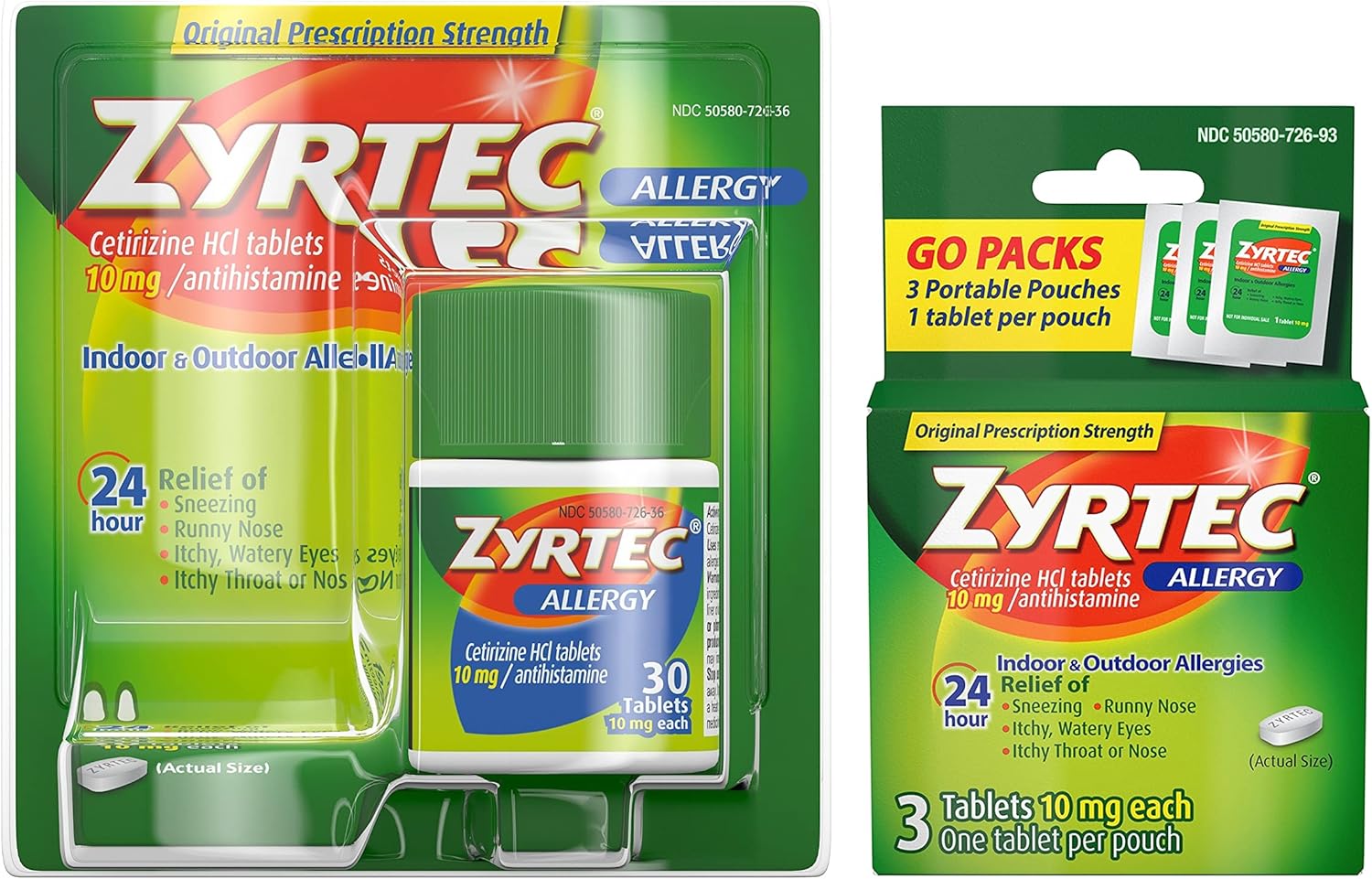 Amazon.com: Zyrtec 24 Hour Allergy Relief Tablets, Bundle with 1 x 30ct ...
