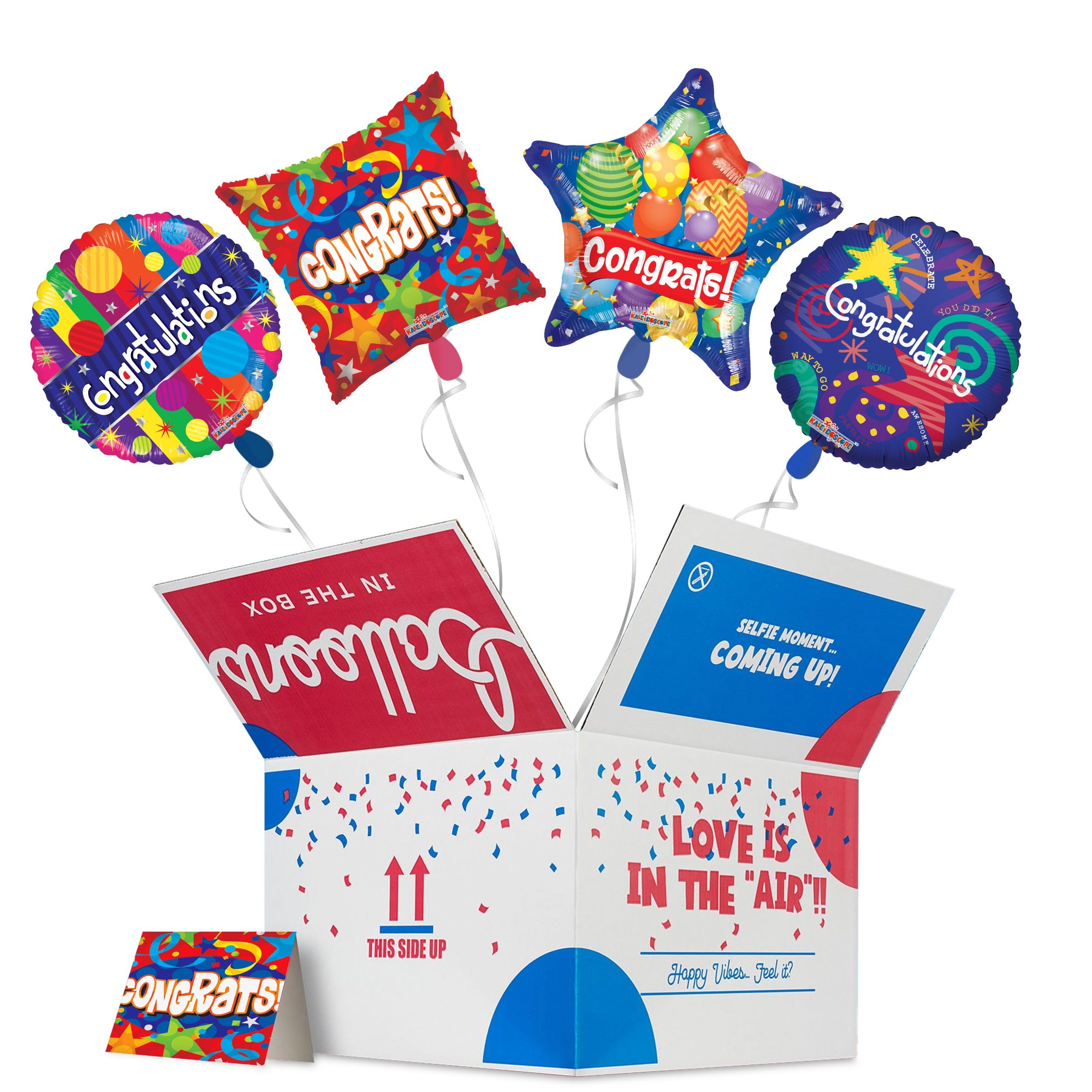 Amazon.com: Balloons In The Box Surprise Box (4) Congratulations Gifts ...