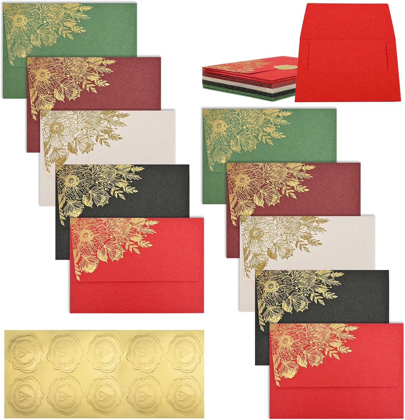 Amazon.com : BAYTORY 10 Packs 4x6 Vintage Envelopes with Golden Flower ...