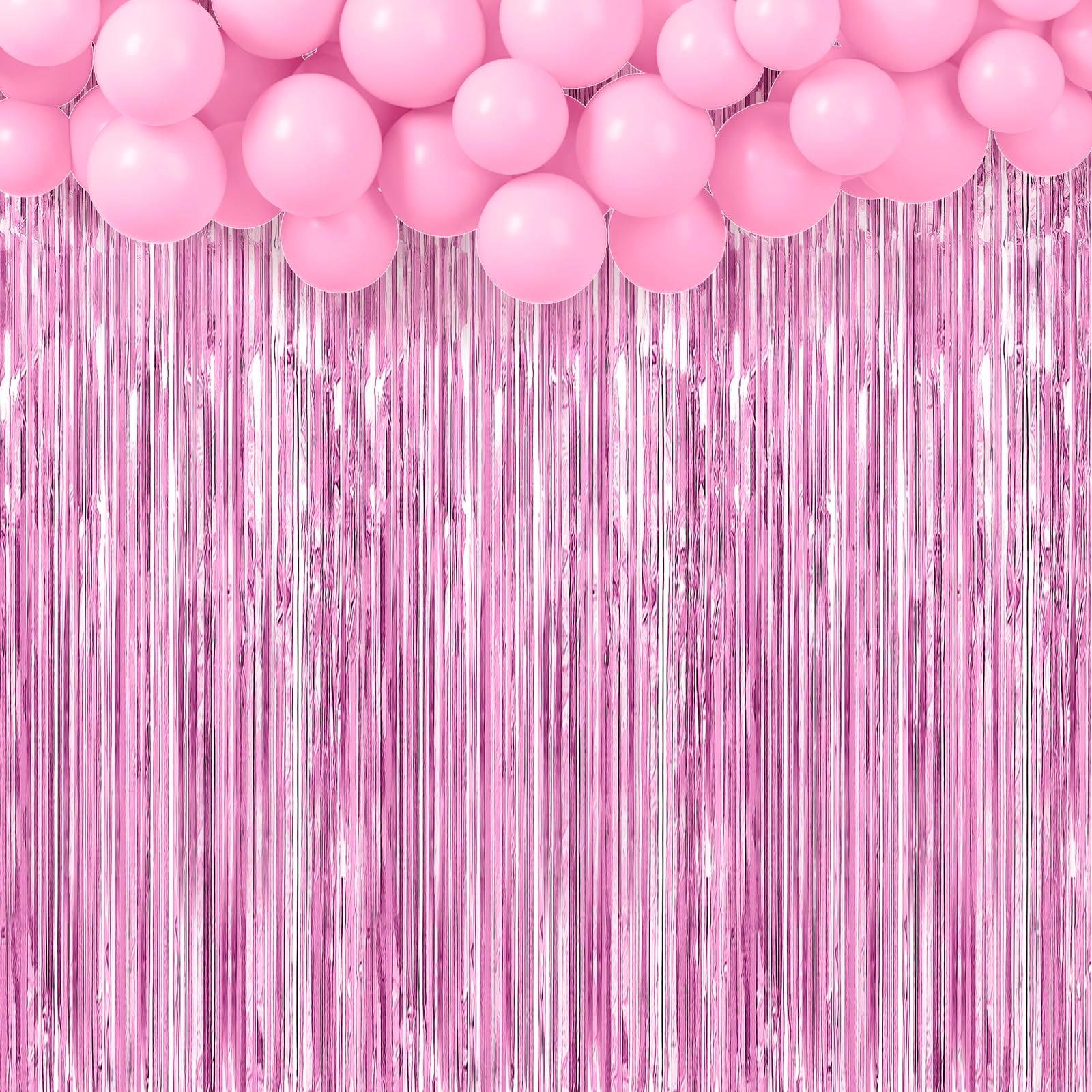 Amazon.com: MEEZY 3Pack 3.2ft x 8.2ft Pink Foil Fringe Curtains ...