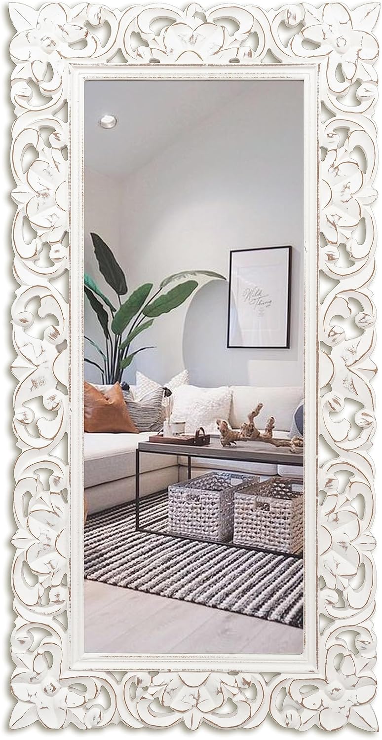 Amazon.com: JFY DESIGNS | DOMINICK 18X36 CARVED WOOD MIRROR | RECTANGLE MIRROR FRAME | WALL ...
