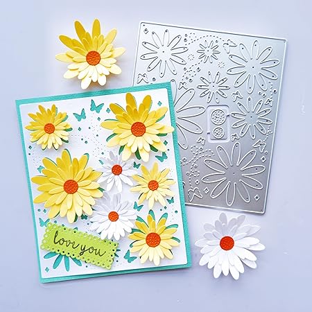 Amazon.com: DIYOLOGY Daisy Flowers Metal Cutting Dies - 2 in 1 Die Set ...