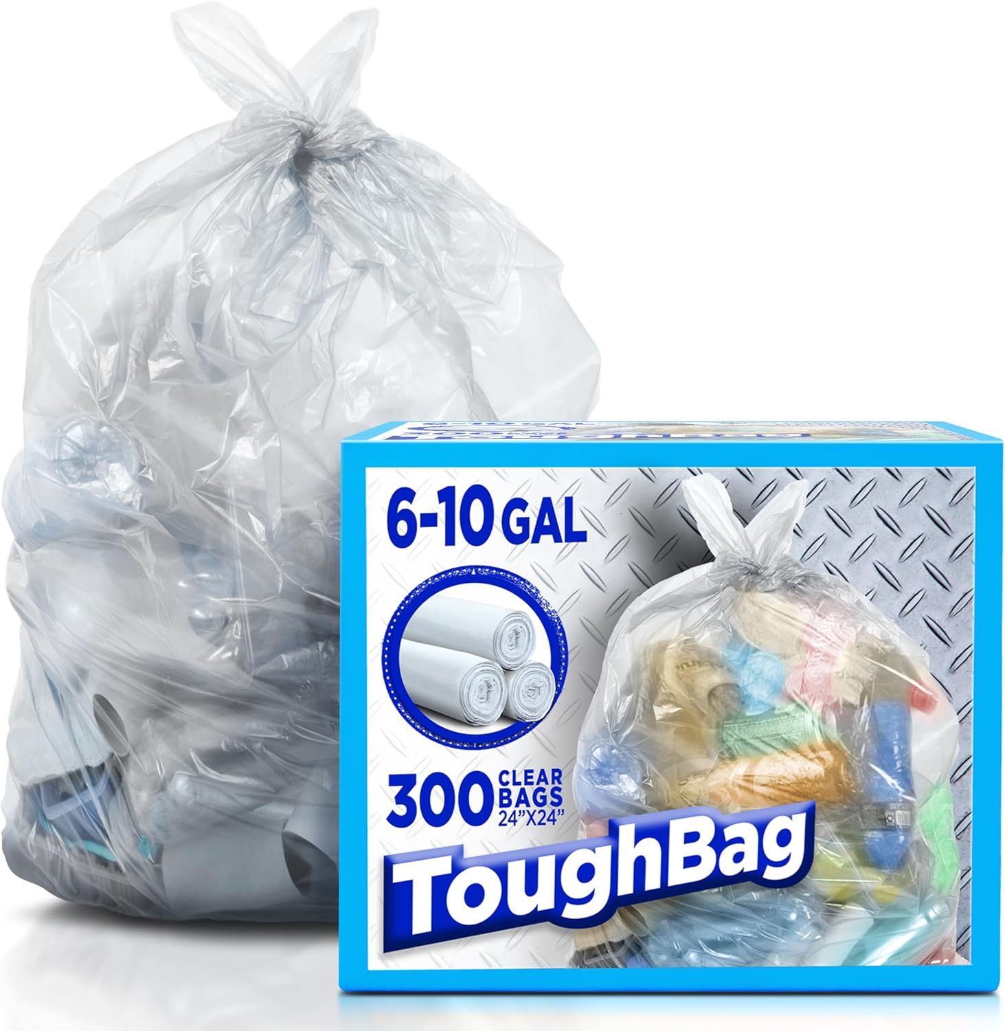 Amazon.com: ToughBag 6-10 Gallon Trash Bags (300 Count) - Clear, Small ...