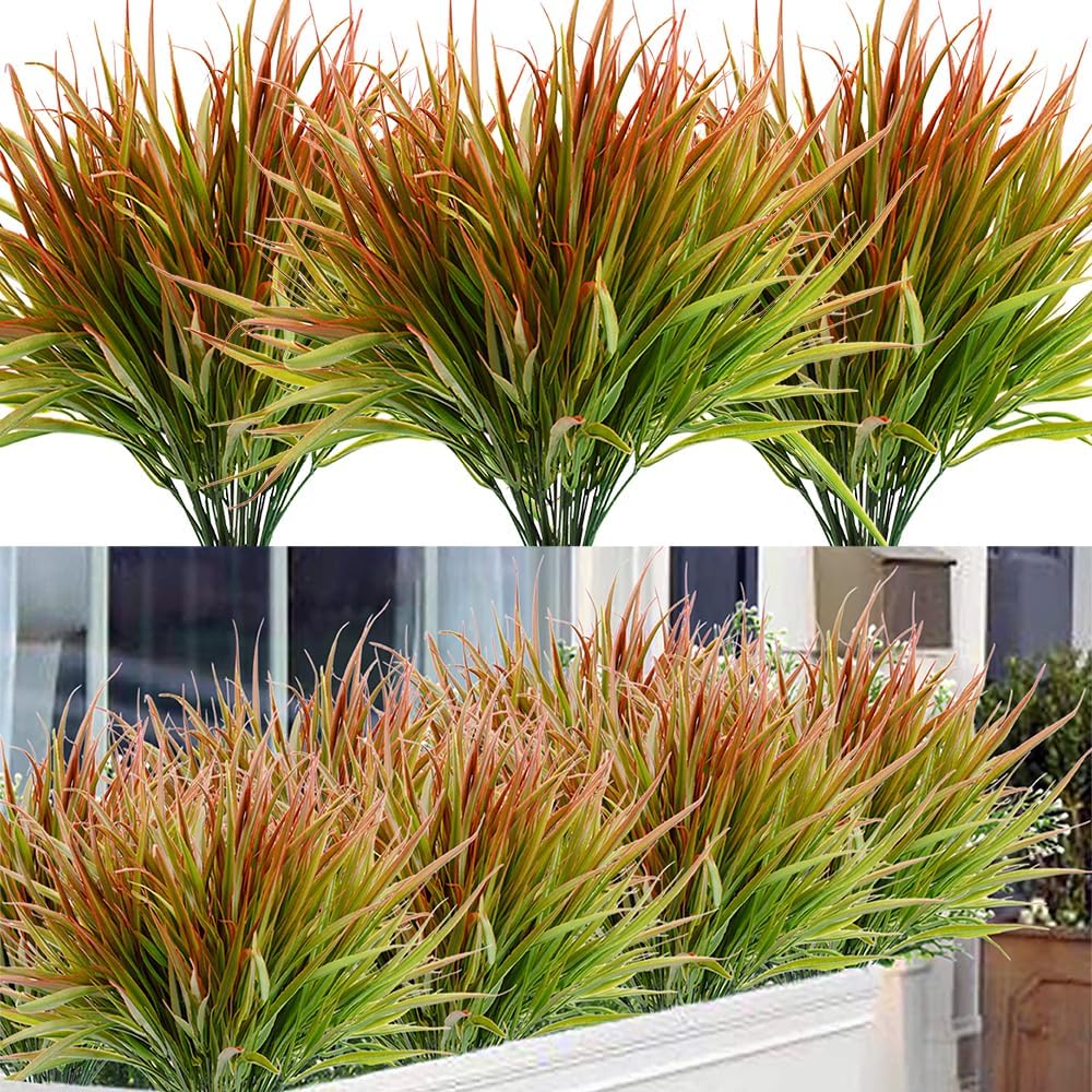 Amazon.com: Artificial Grass Plants 8pcs Artificial Outdoor Plants Faux ...