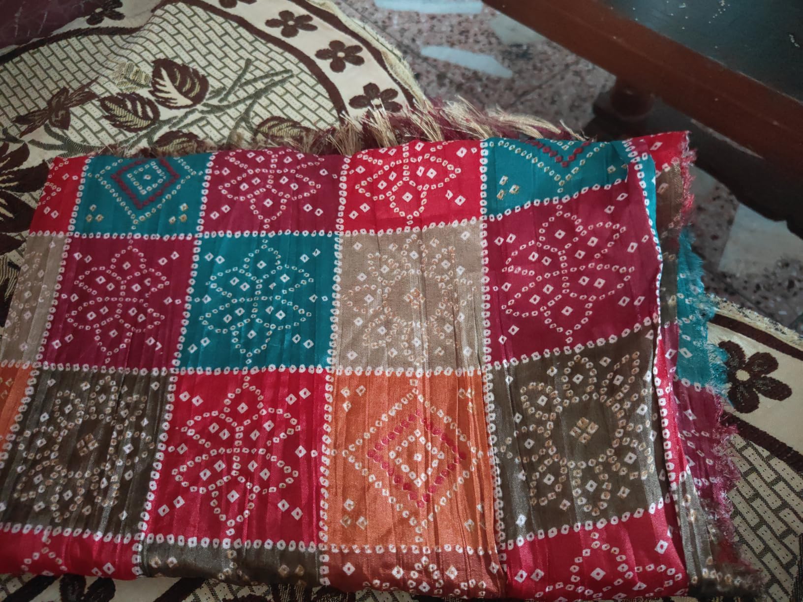 ANKODA ENTERPRISE Jaipuri Rajasthani Women's Art Silk Bandhej Bandhani ...