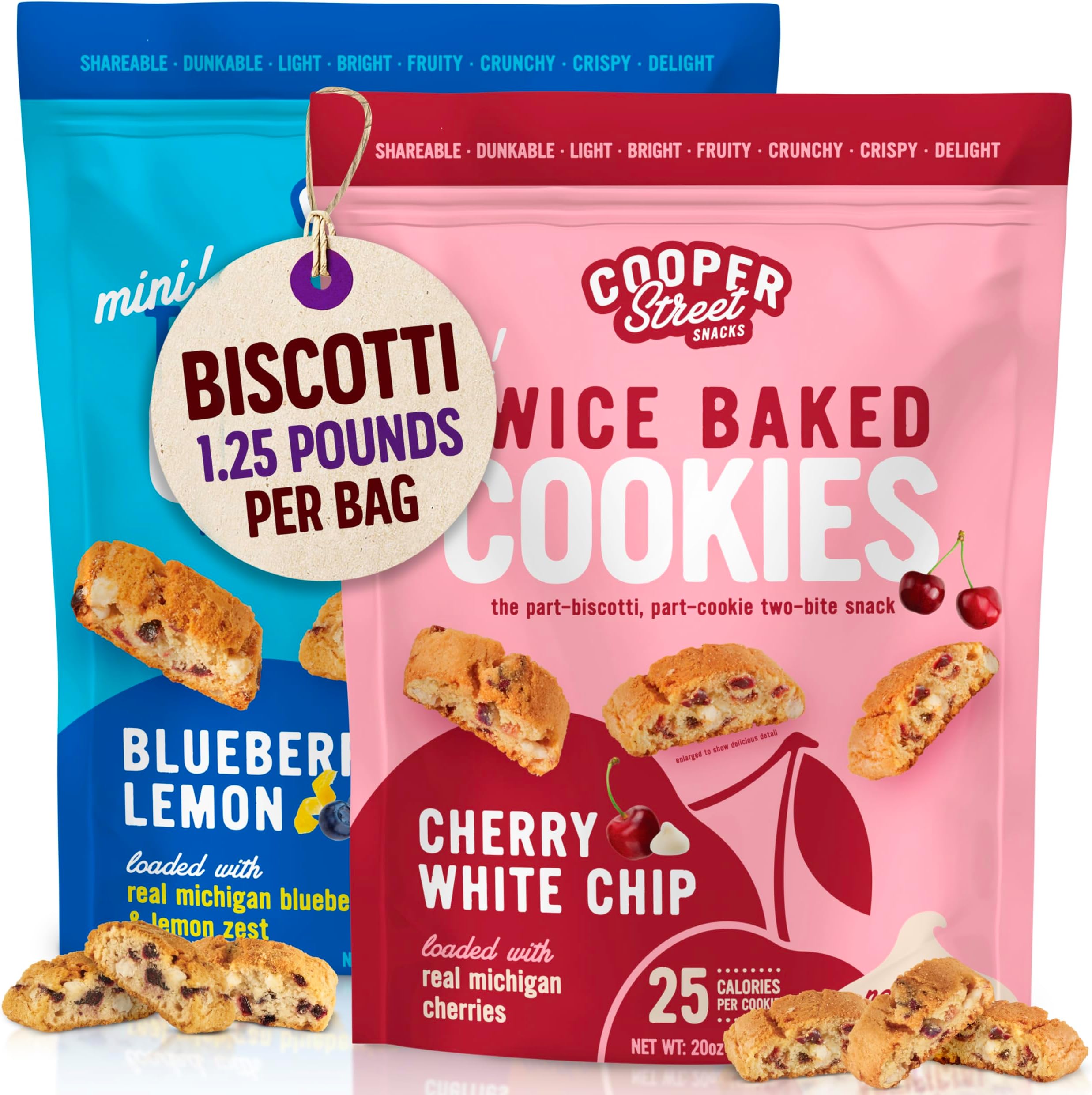 Amazon.com: Cooper Street Twice Baked Italian Biscotti Cookies - Crispy ...
