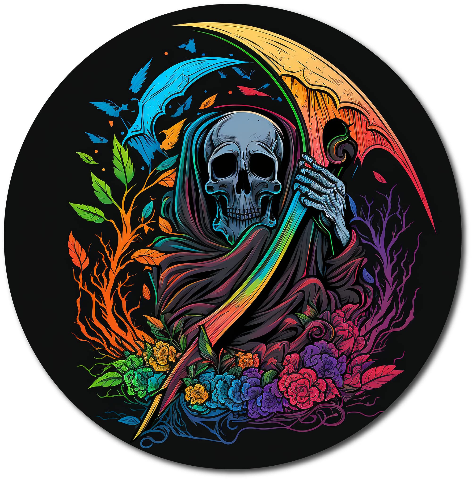 Amazon.com - Colorful Trippy Grim Reaper Sticker - Add a Groovy Touch ...