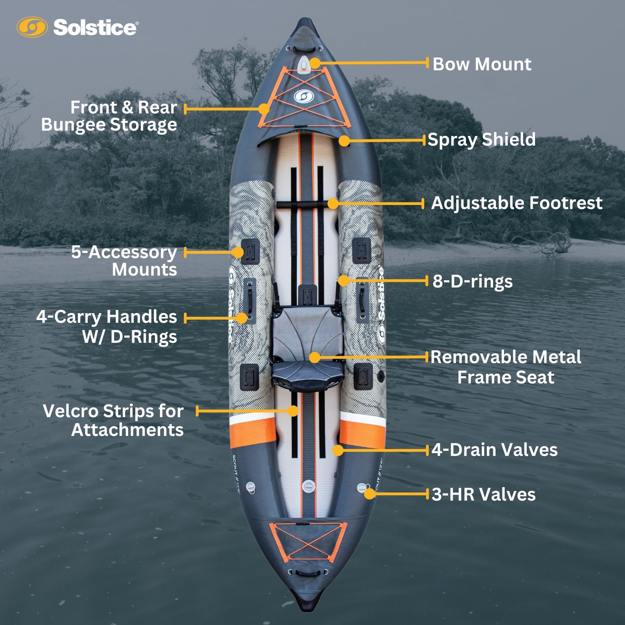 Snapklik.com : SOLSTICE Scout 1 To 2 Person Inflatable Fishing Kayak ...