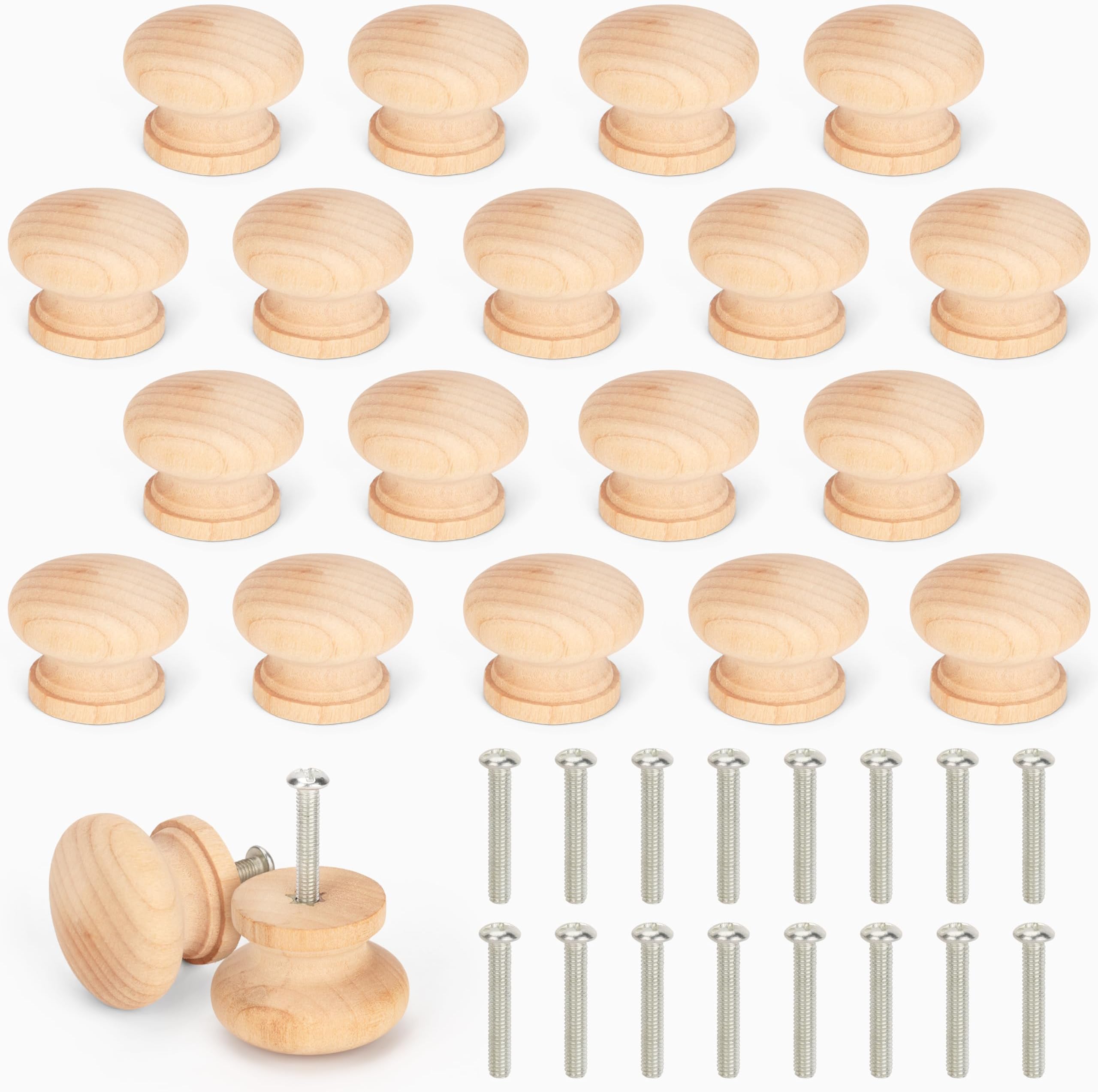 Yuiturt Cupboard Door Knobs Wooden – 12 Pcs Natural Solid Wood Drawer ...