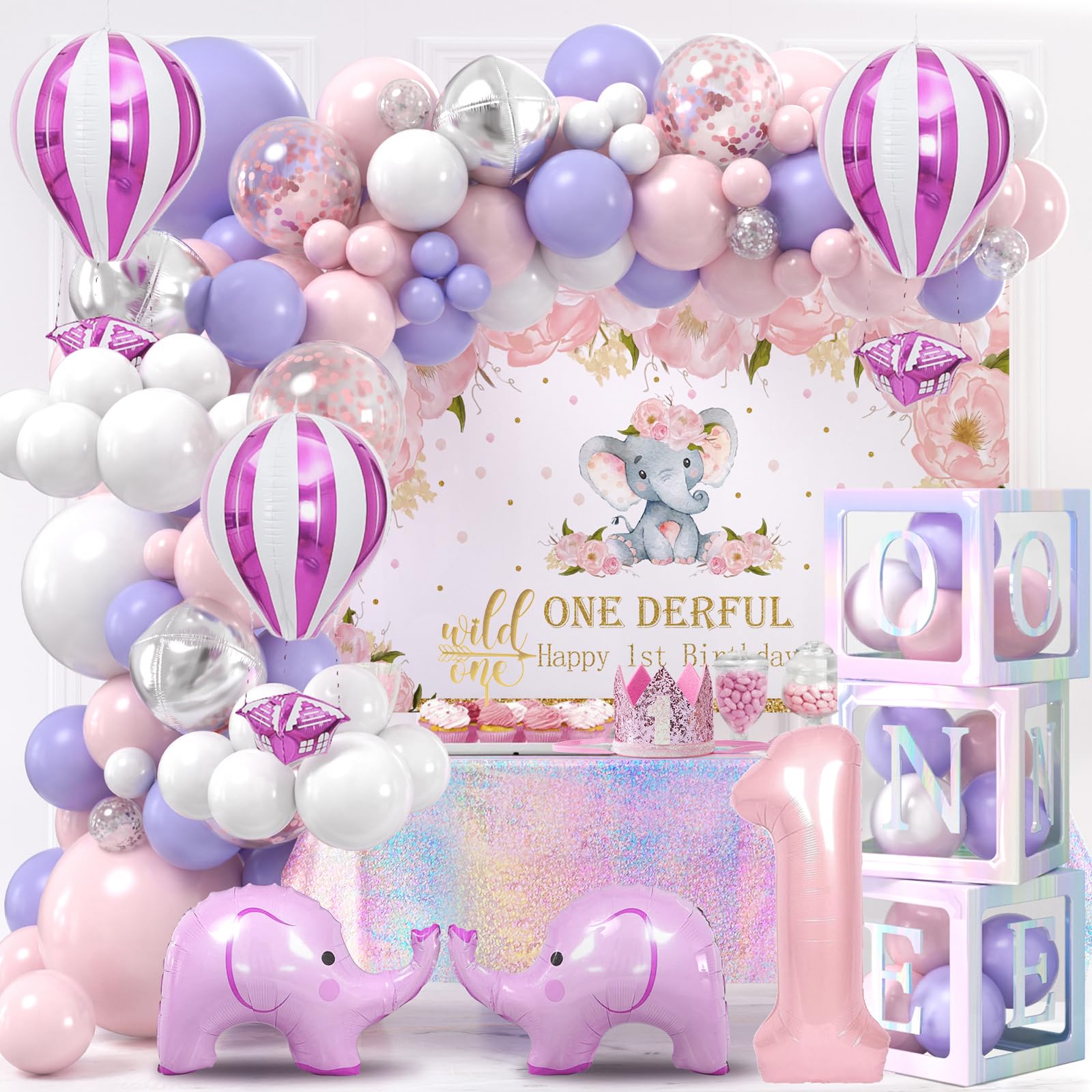 Elephant First Birthday Girl Personalised Girls 1st Birthday Card