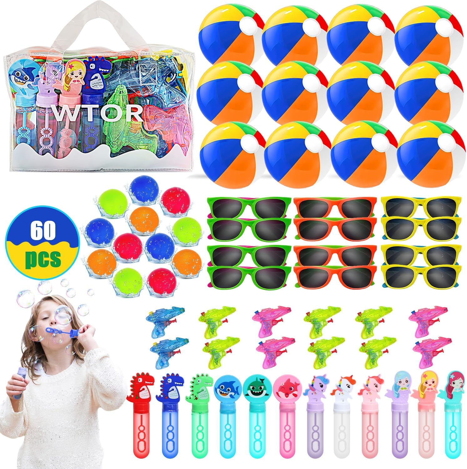 Amazon.com: WTOR Beach Pool Party Favors Summer Fun Toy Mega Kids Toys ...
