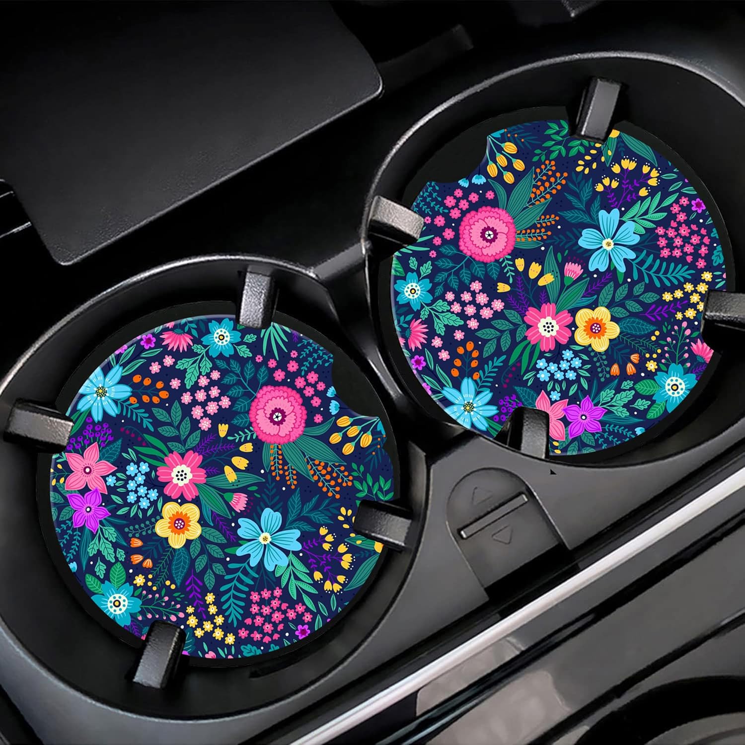 Amazon.com: Colorful Flowers and Plants Car Cup Holder Coaster,Car ...