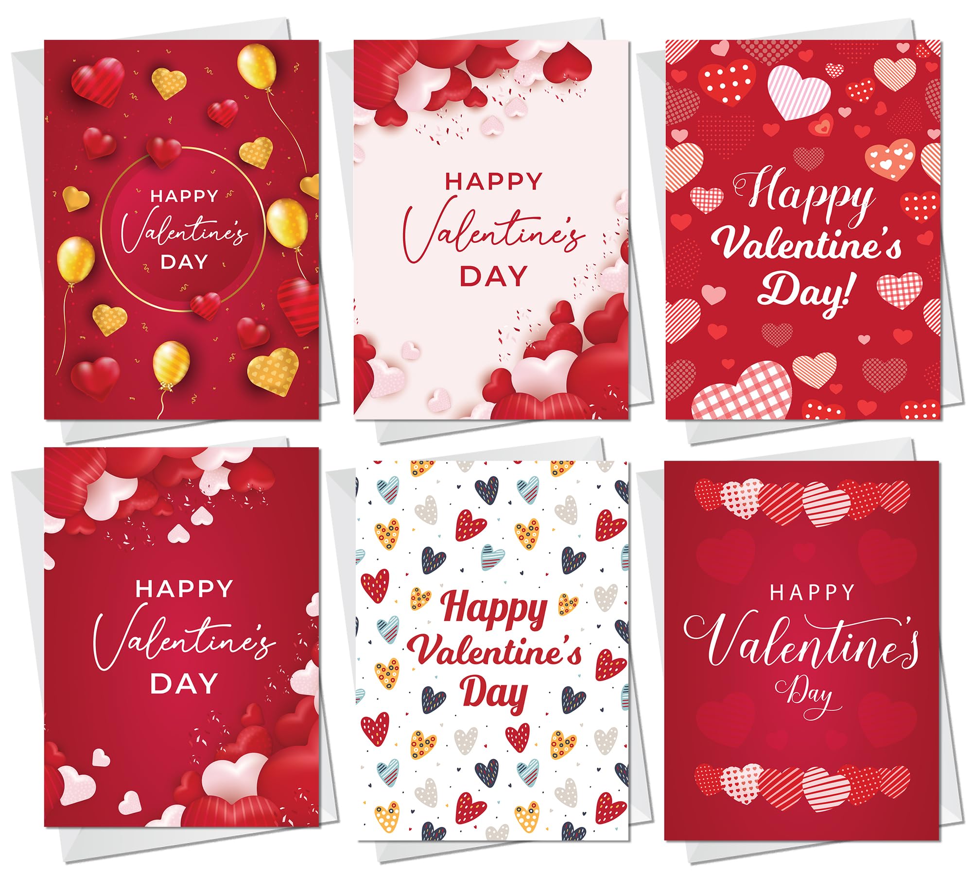 RED OCEAN Valentines Day Cards Multipack of 12 With White Envelopes ...