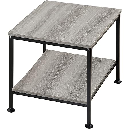 Amazon.com: KirKical 20 Inch 2 Tiers Square End Table with Metal Frame ...