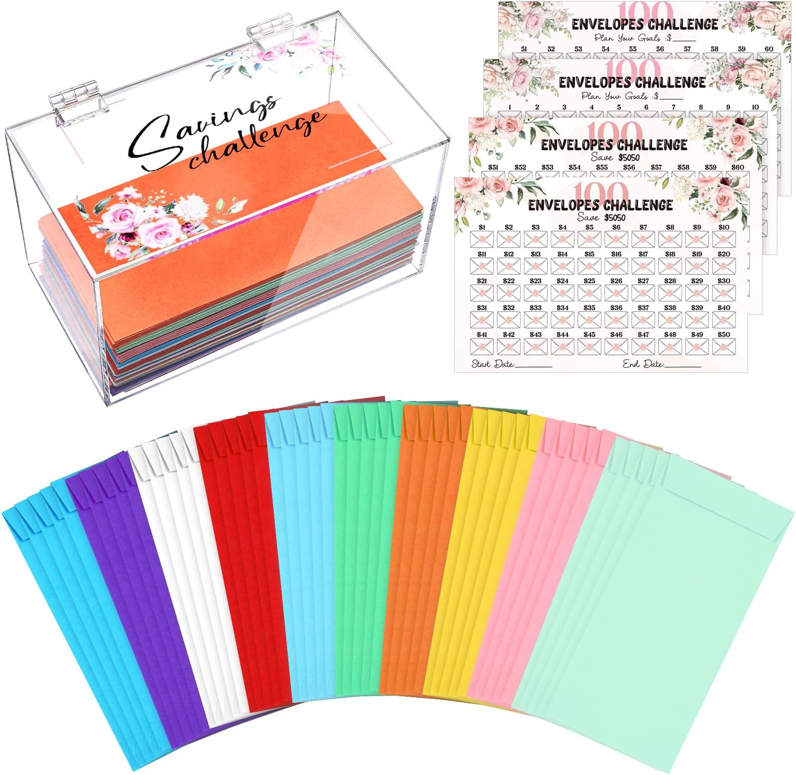 Amazon.com : Faccito 100 Envelope Money Saving Challenge Kit, Money ...