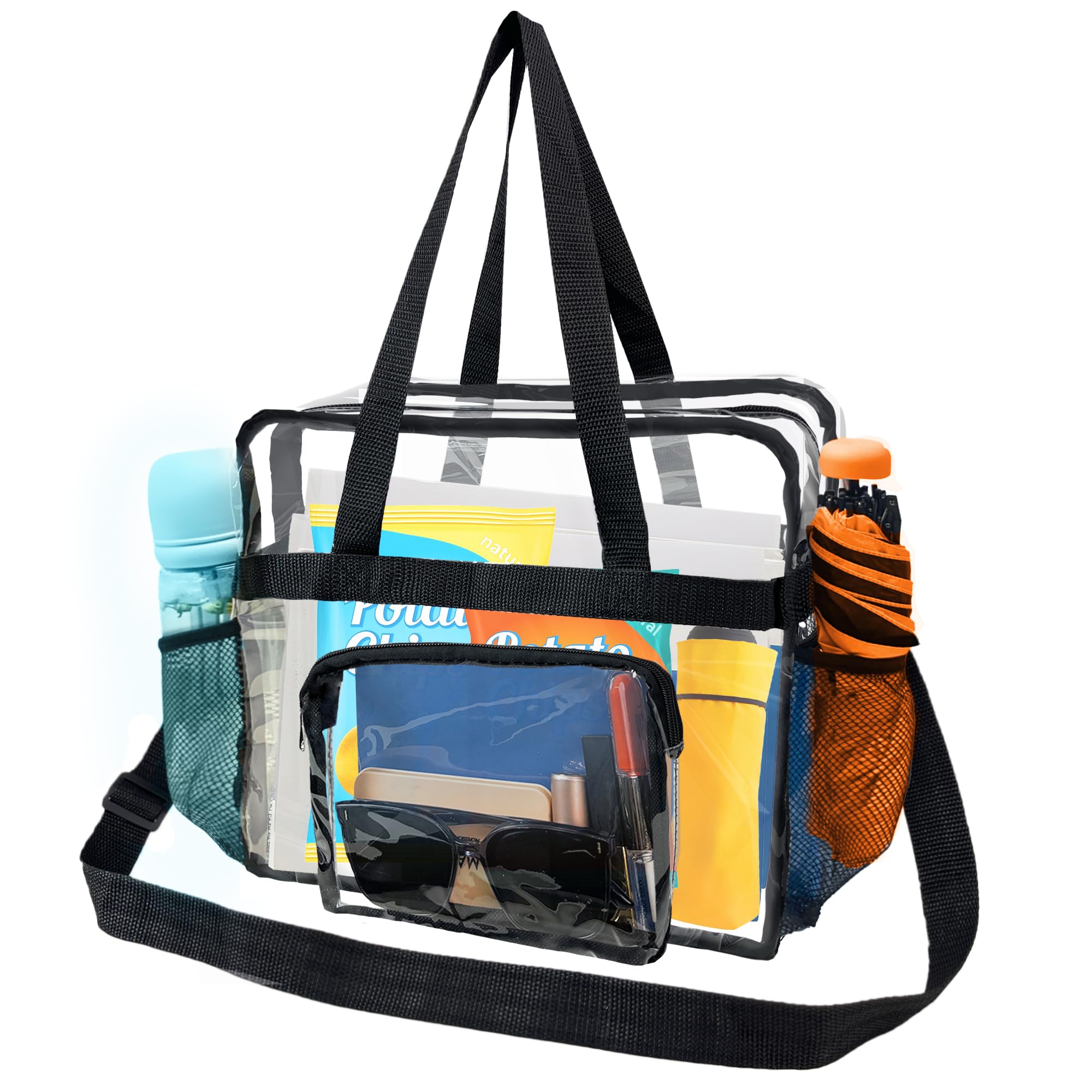 Amazon.com | 12x6x12 clear stadium bag, Clear Tote Bag Crossbody Purse ...