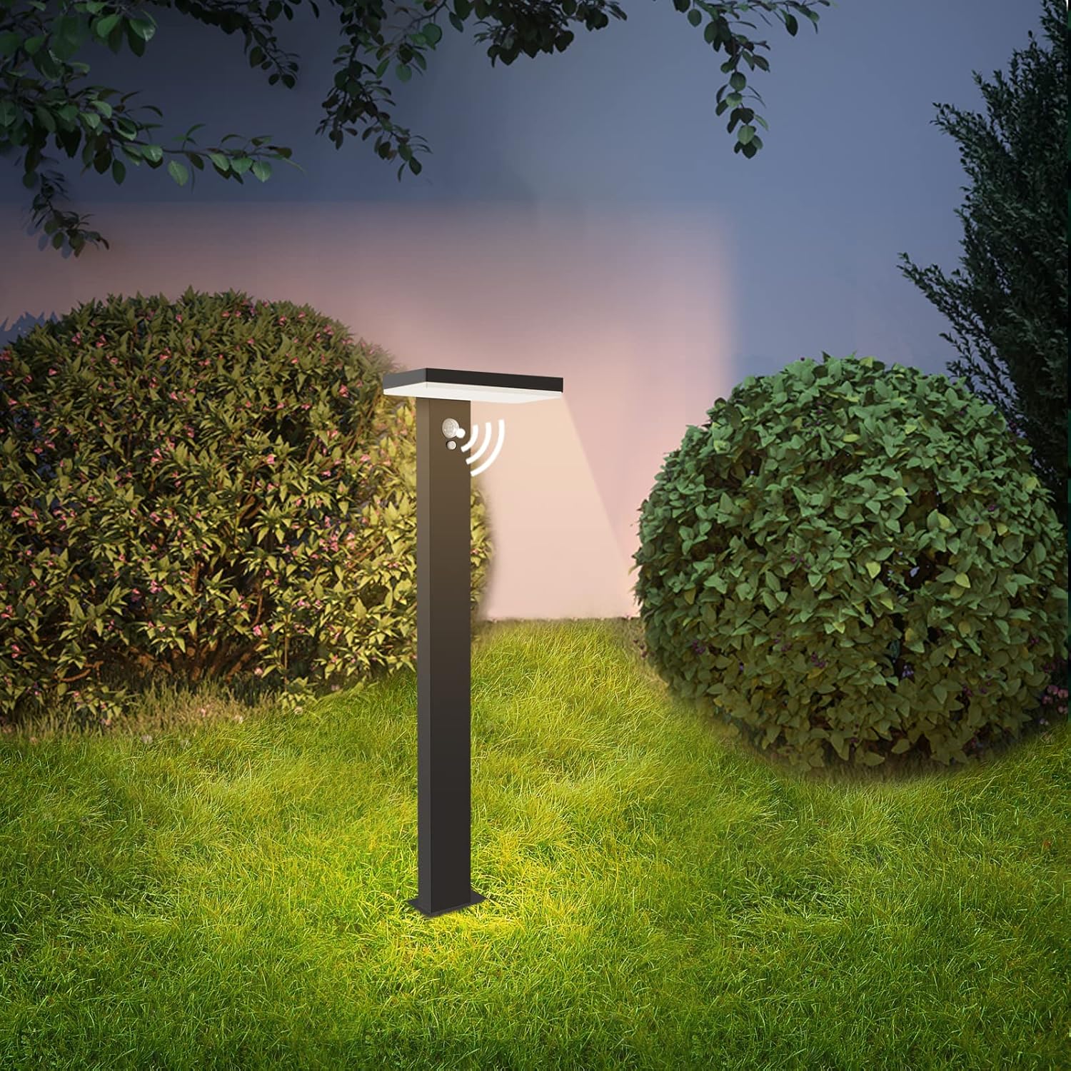 Inowel Solar Pathway Lights,24in Modern Solar Bollard Lights IP54 ...