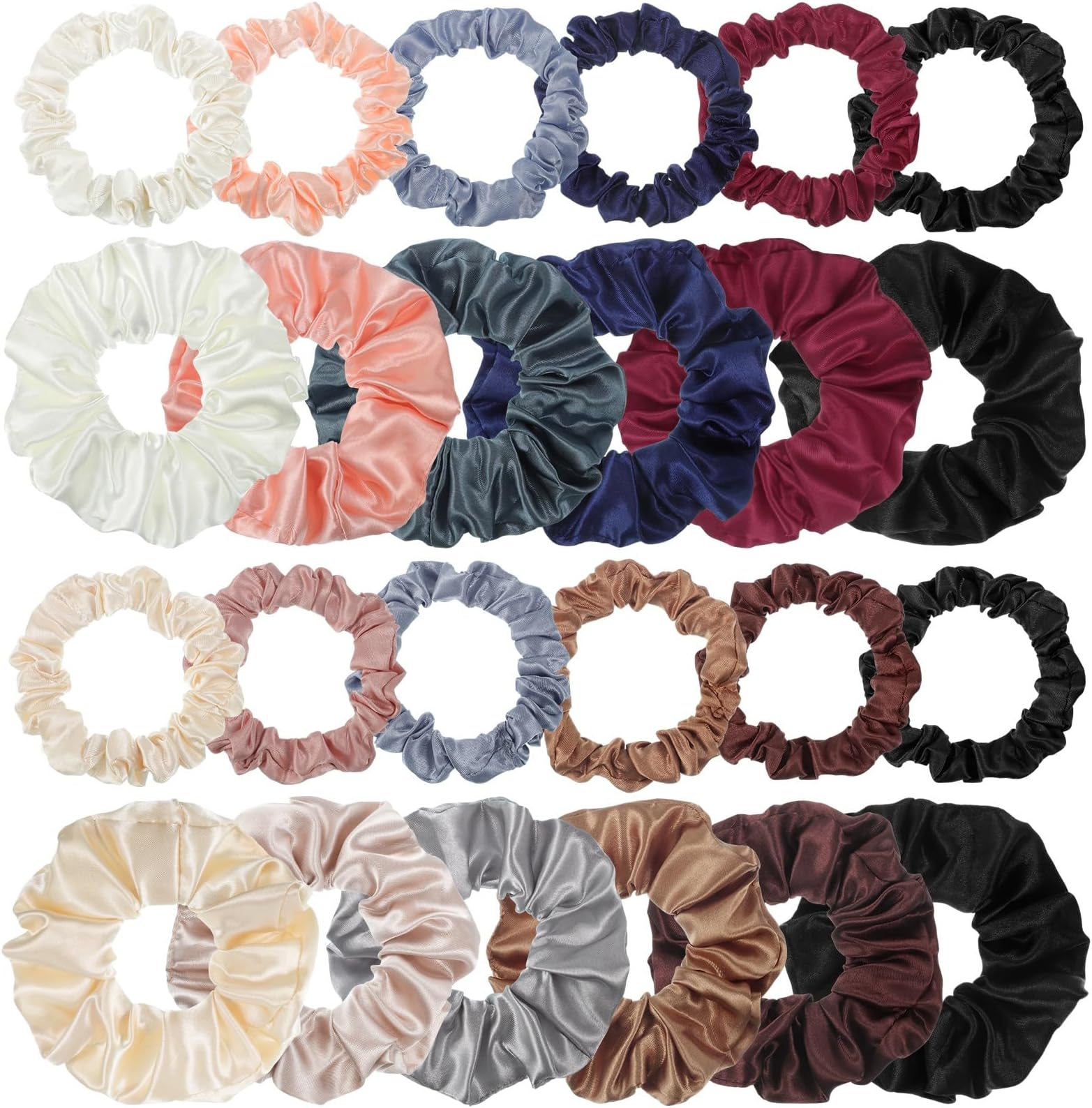 Amazon.com : Pengxiaomei 24 Pcs Satin Hair Scrunchies, 2 Sizes Silk ...