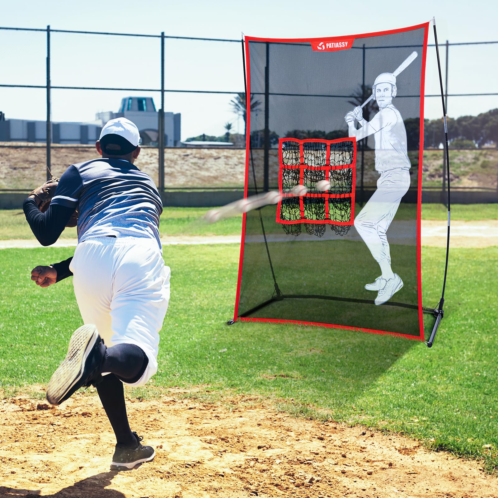 Patiassy 7 ft x 7 ft Baseball Softball Hitting Pitching Practice Net ...